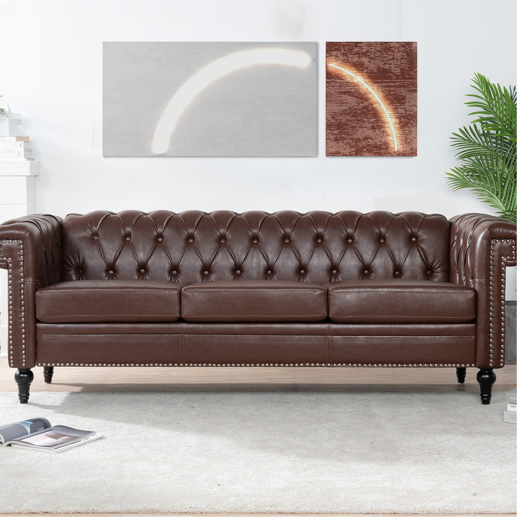 High - Density Cotton Filling - Traditional 3 - Seater Sofa for Cozy ...