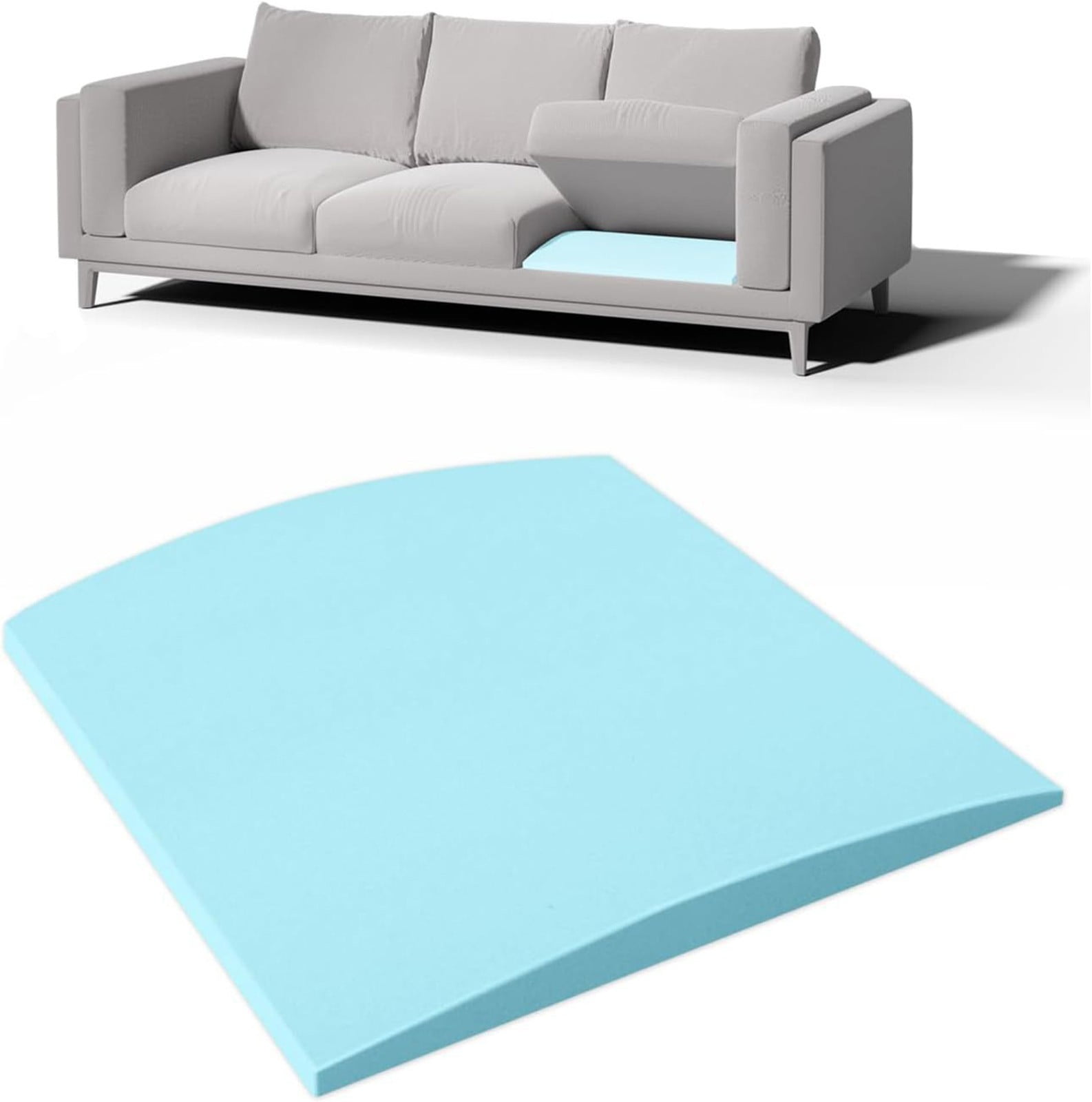 High Density Curved Foam Sofa Cushion Support Insert, Sagging Seat Pad ...