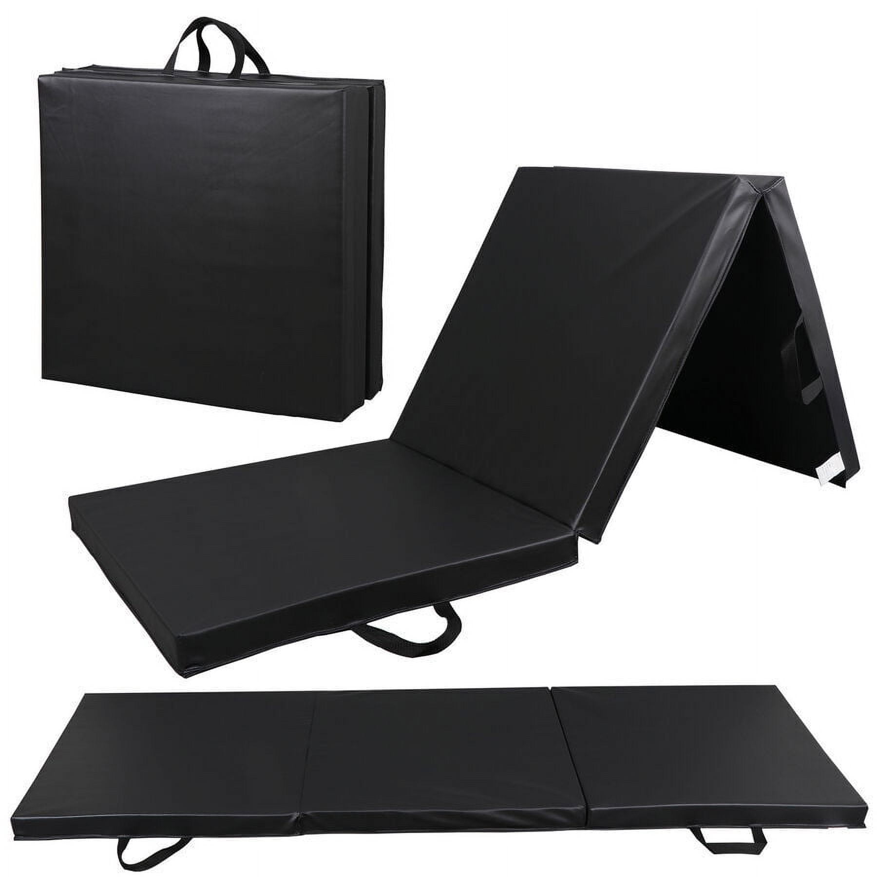 High-Density PU Leather Gym Mat Fitness Exercise Tri-Fold Tumbling ...