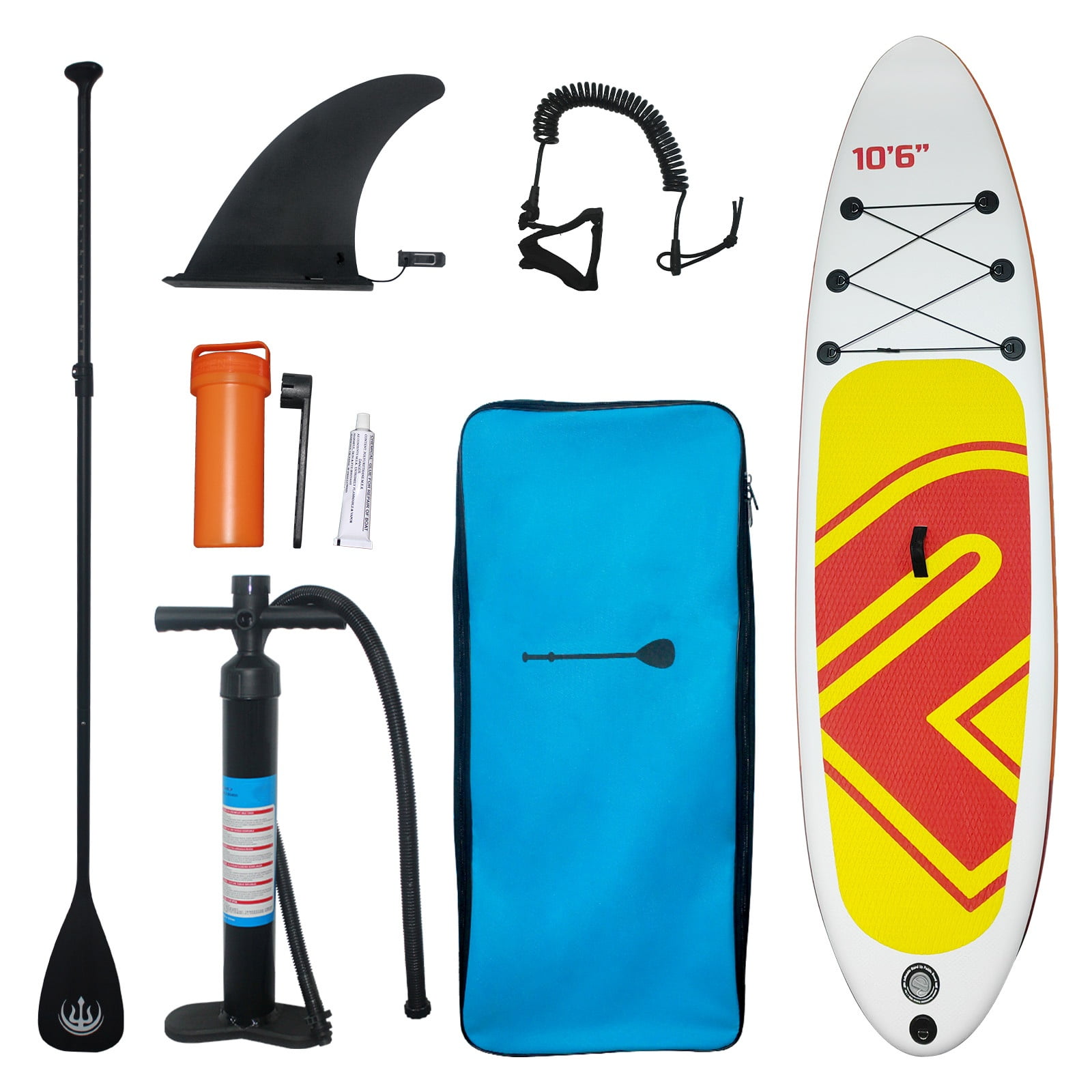 High Density Paddle Board, 10’6” x 33” x 6” Inflatable Stand Up Paddle ...