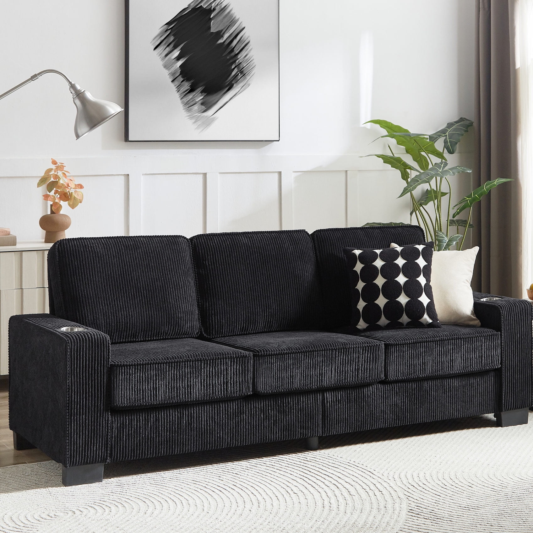 High-Density Sponge 3-Seater Corduroy Sofa / Keeps Shape for Long ...