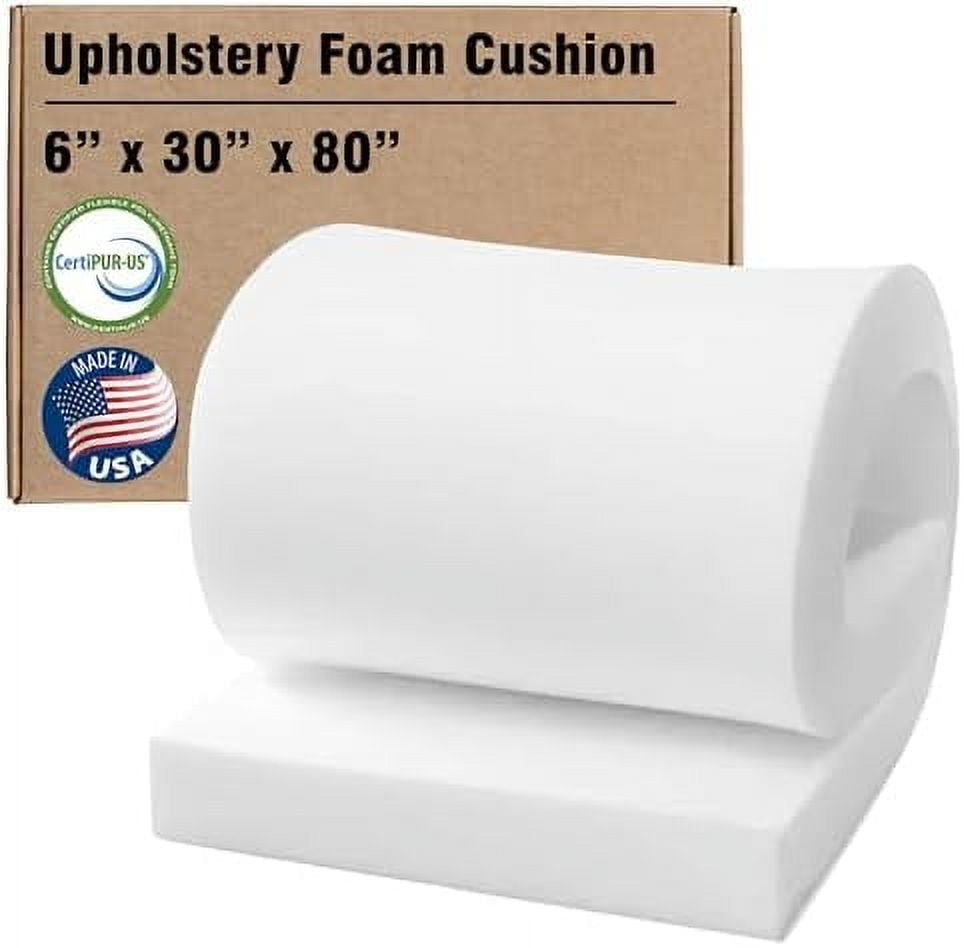High Density Upholstery Foam 6 inches H x 30 inches W x 80 inches L ...