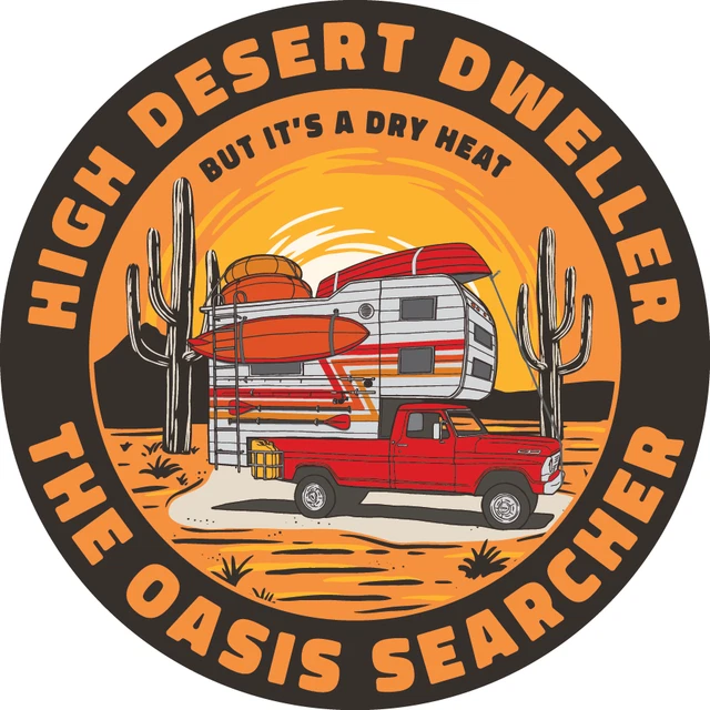 High Desert Dweller Oasis Searcher Sticker Retro Cool Pickup Truck ...