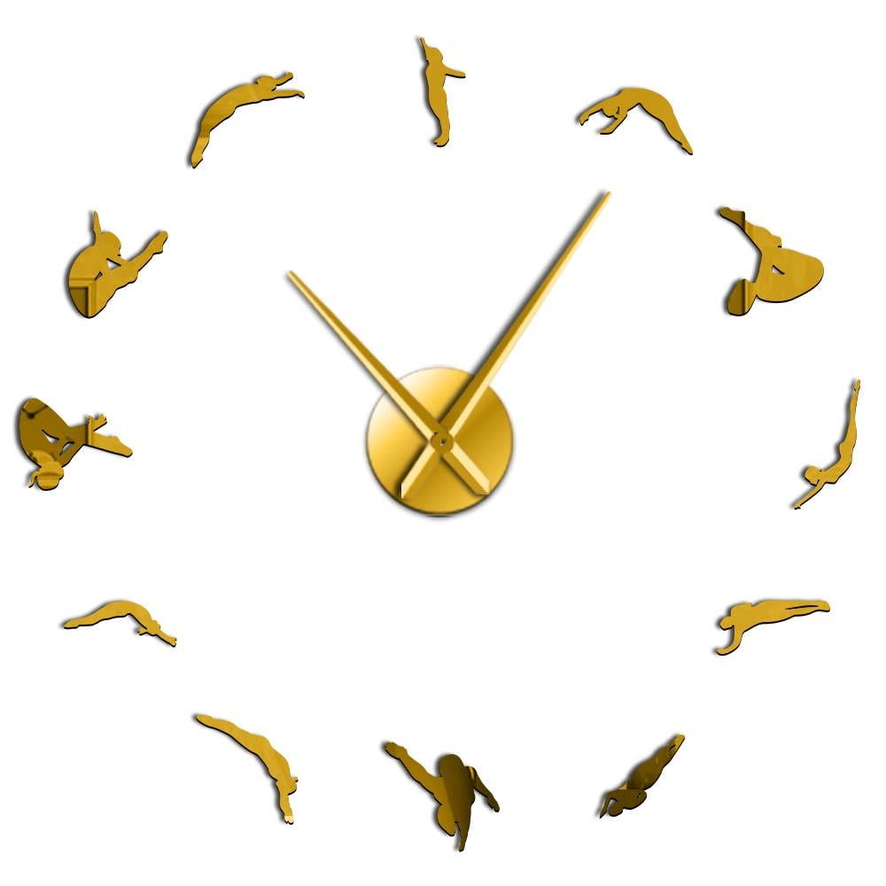 High Dive Sports Silhouette Frameless Wall Clock Stickers, DIY Modern ...