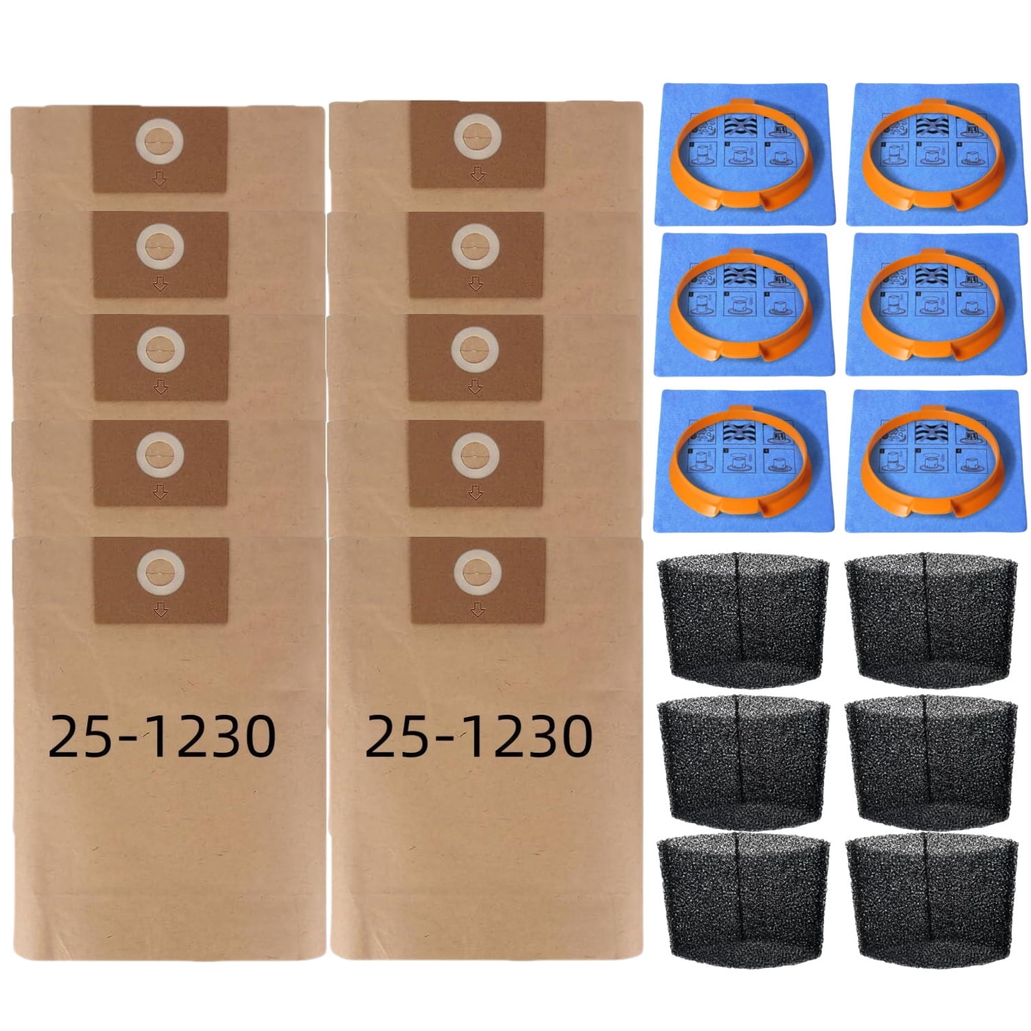 High-Efficiency Disposable Bag 10-Pack, Foam Filter, Cloth Filter ...