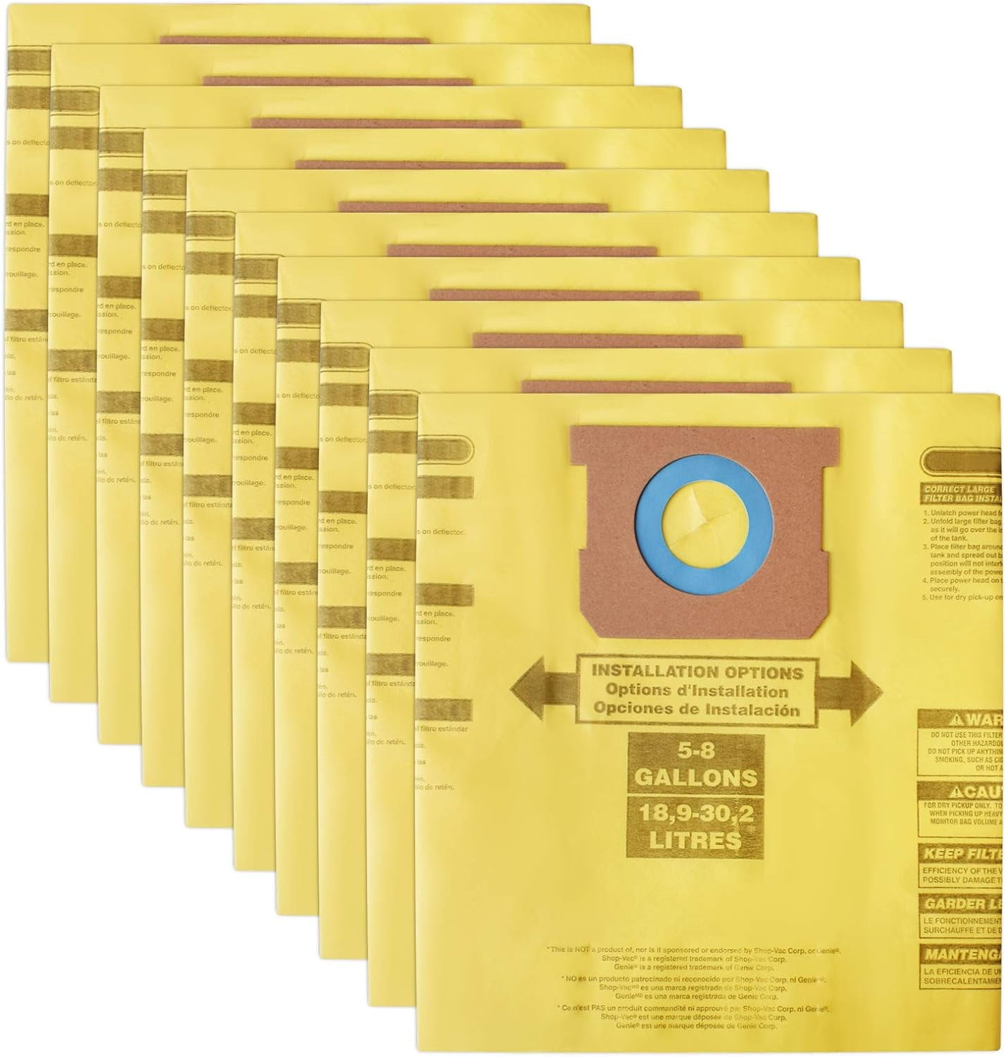 High-Efficiency Disposable Collection Filter Bag Fits Shop-Vac 5-8 ...