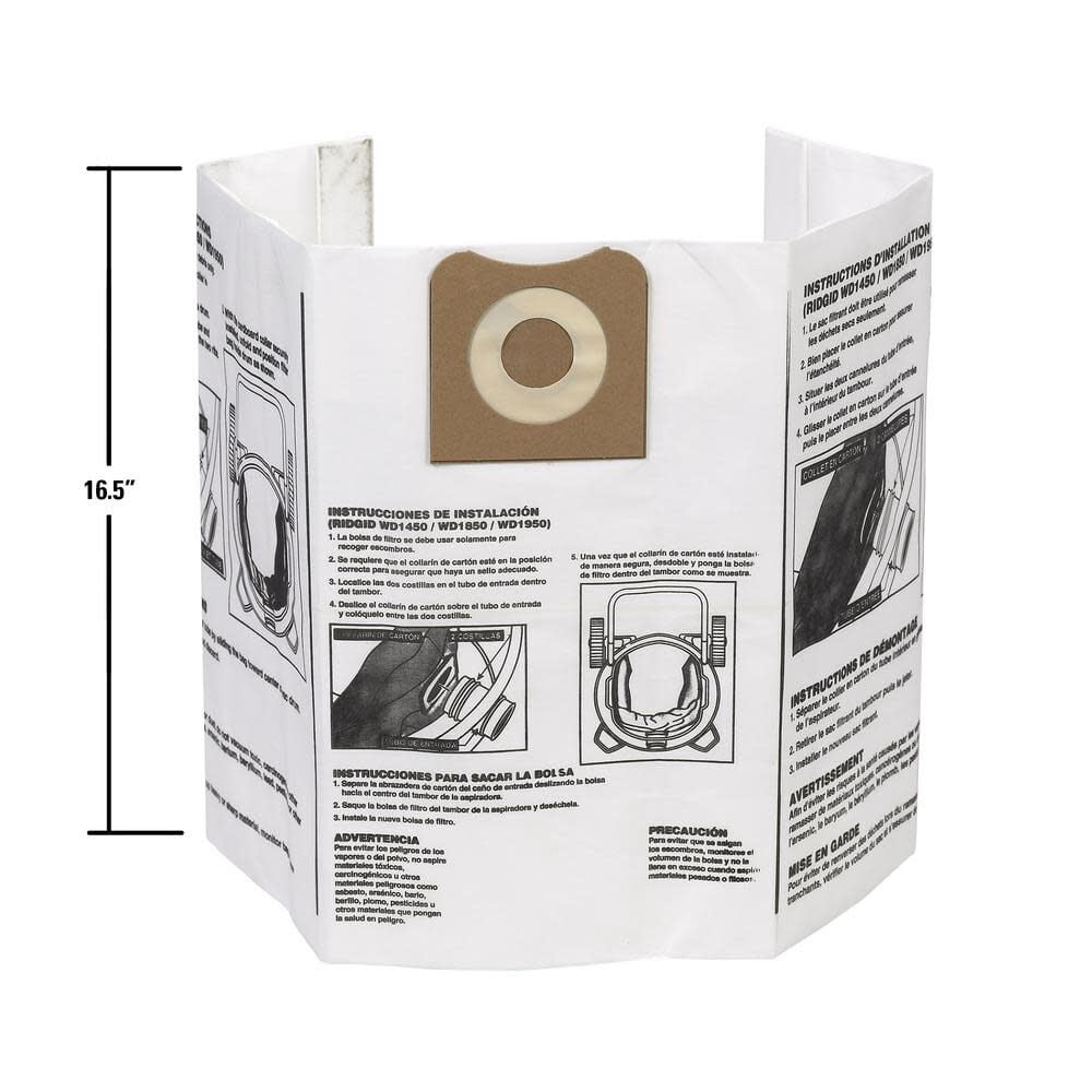 Ridgid Bag Filter,Wet/Dry,12 to 16 gal. PK2 23743 - Walmart.com