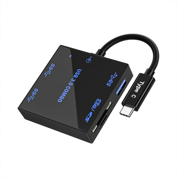 High Efficiency Glowing USB Hub 3 Port Expansion Dock TF Card Reader ...