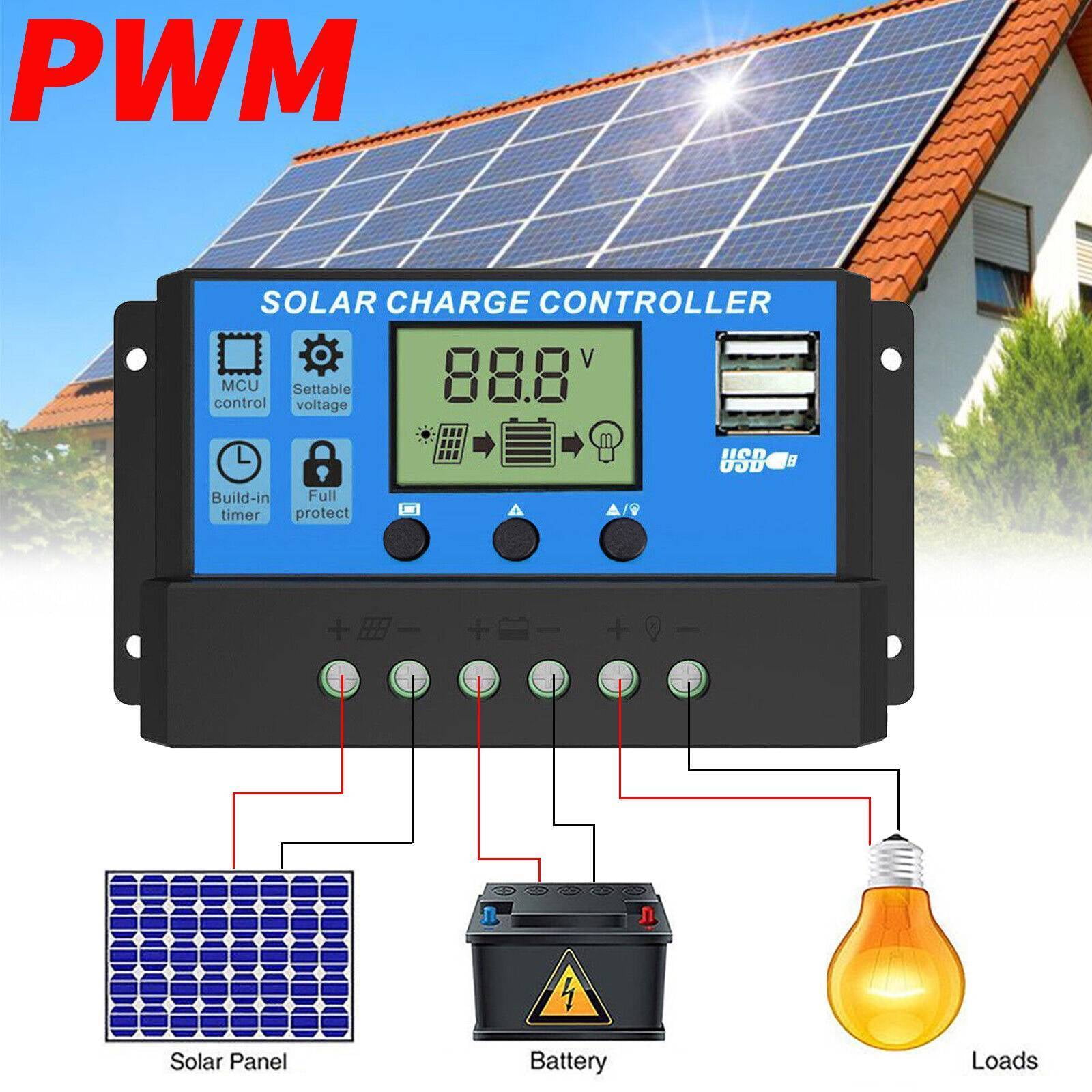 High-Efficiency MPPT Solar Panel Regulator Charge Controller 12V/24V ...