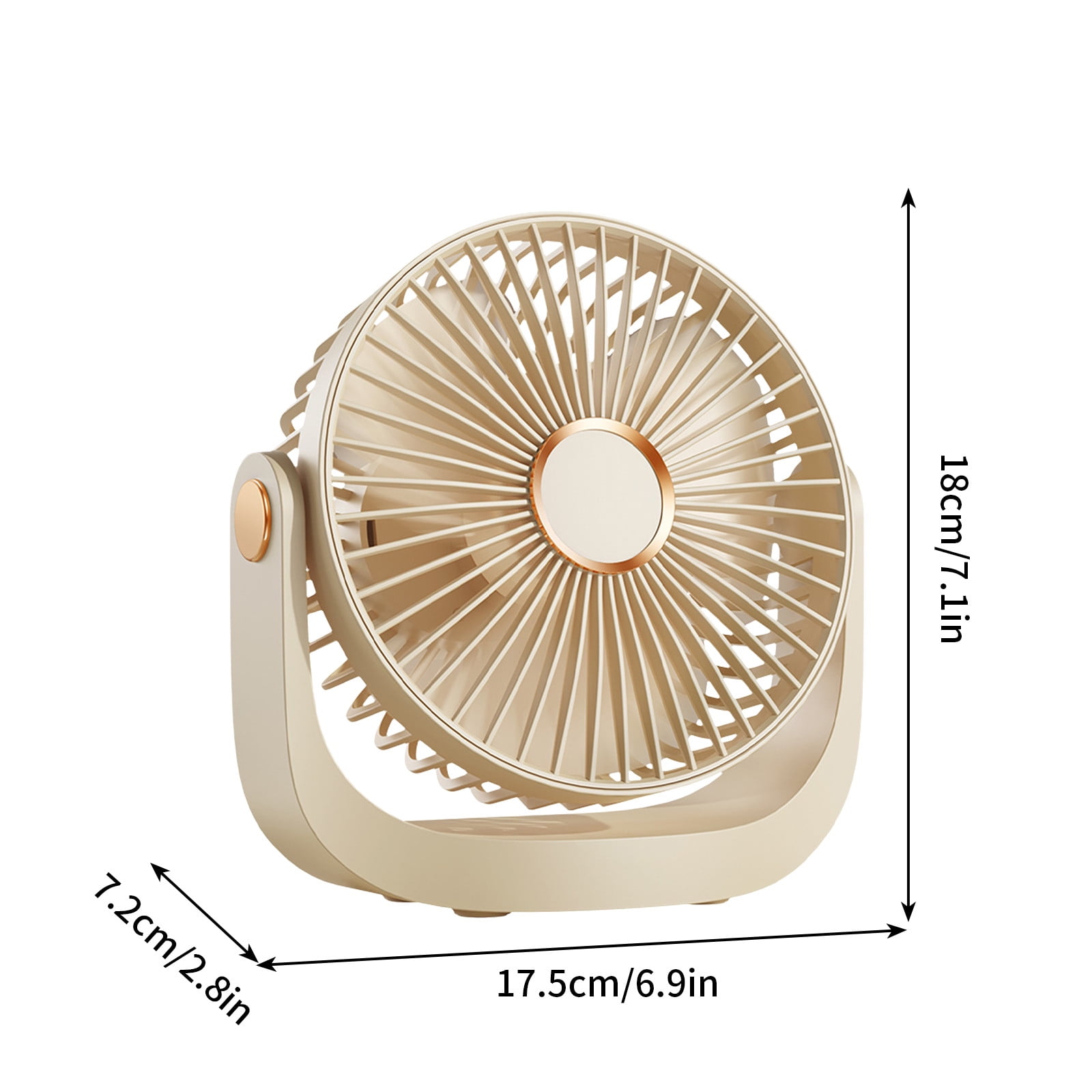 High Efficiency Portable Desk Fan Rechargeable Operation Beige Color ...