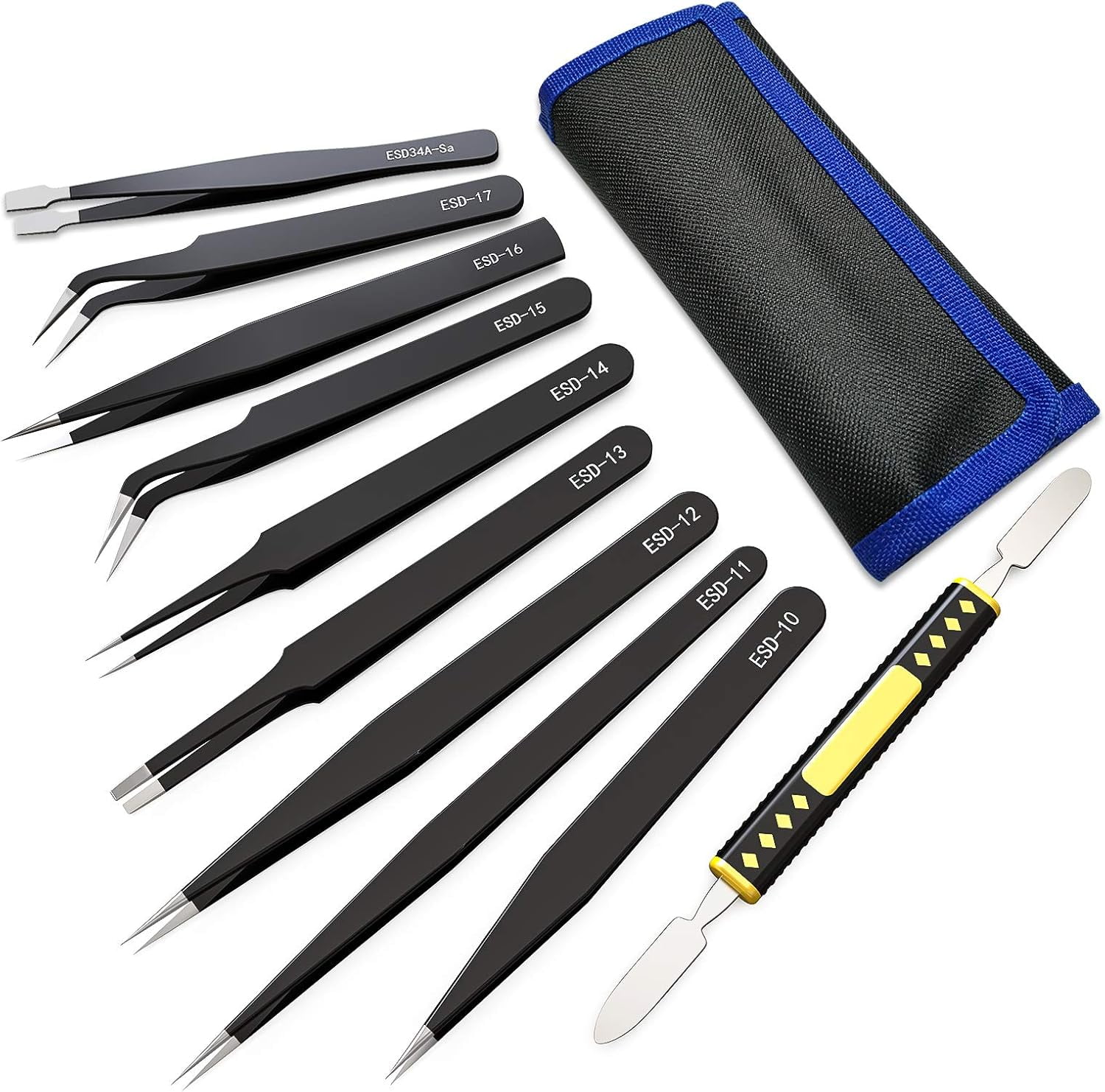 High Elasticity Precision Tweezers Set, Anti-Static Stainless Steel for ...