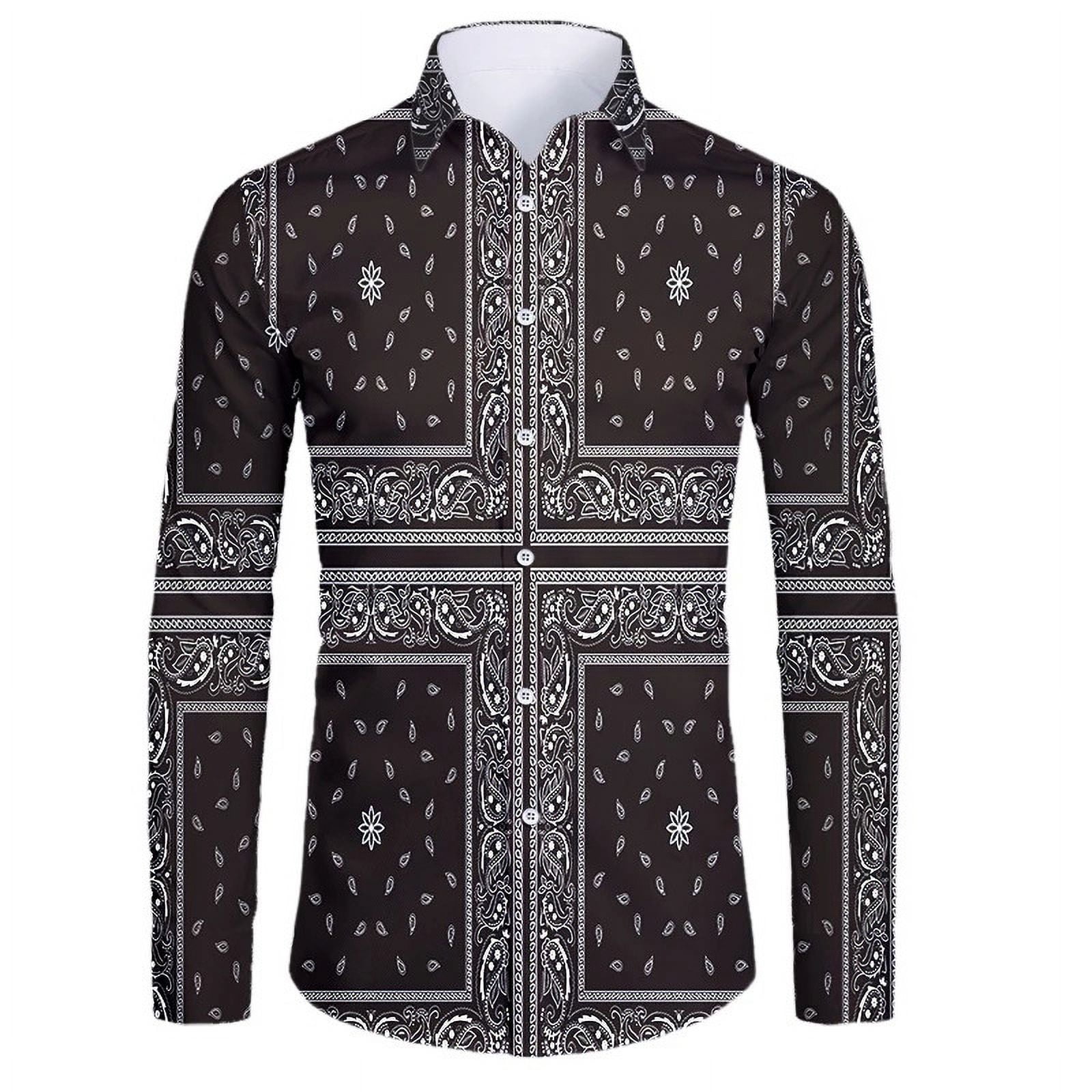 High End Luxury Golden Pattern 3D Printed Short_Full Sleeve Button-down ...
