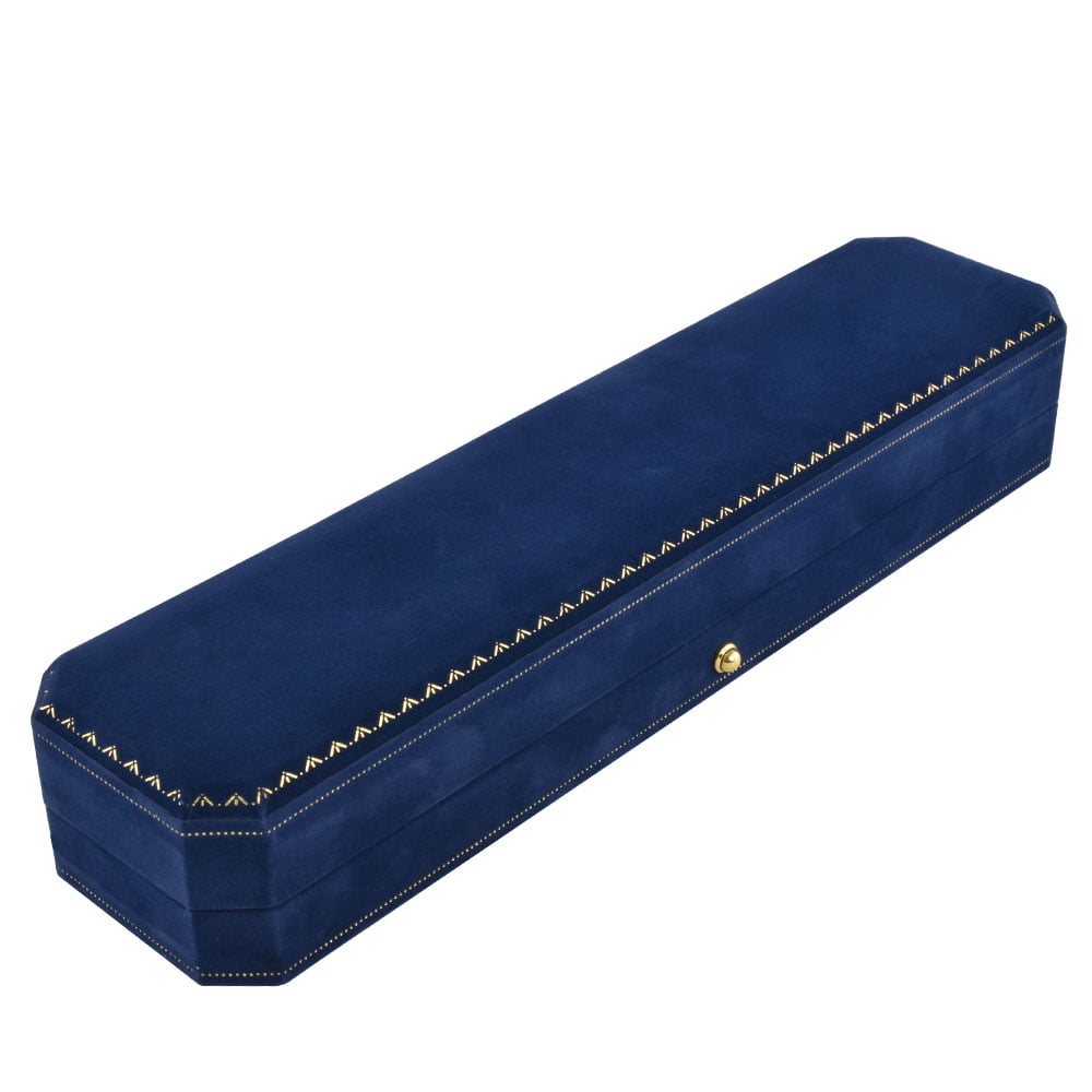 High-End Octagon Velvet Dark Blue Bracelet Gift Boxes with White Lining ...