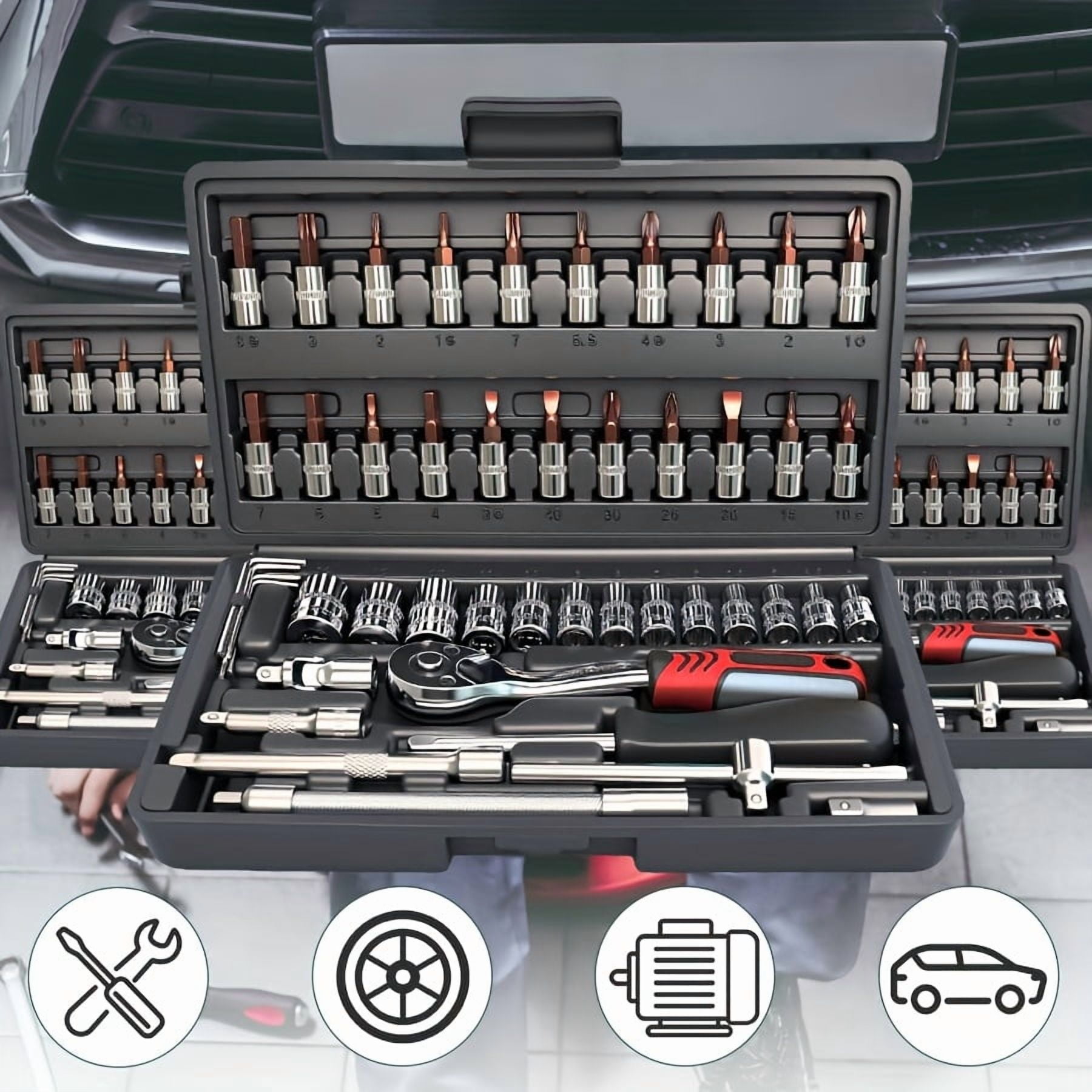 High-End Professional, Auto/Bike Repair Mechanic Kit, 1/2" 1/4" 3/8 ...