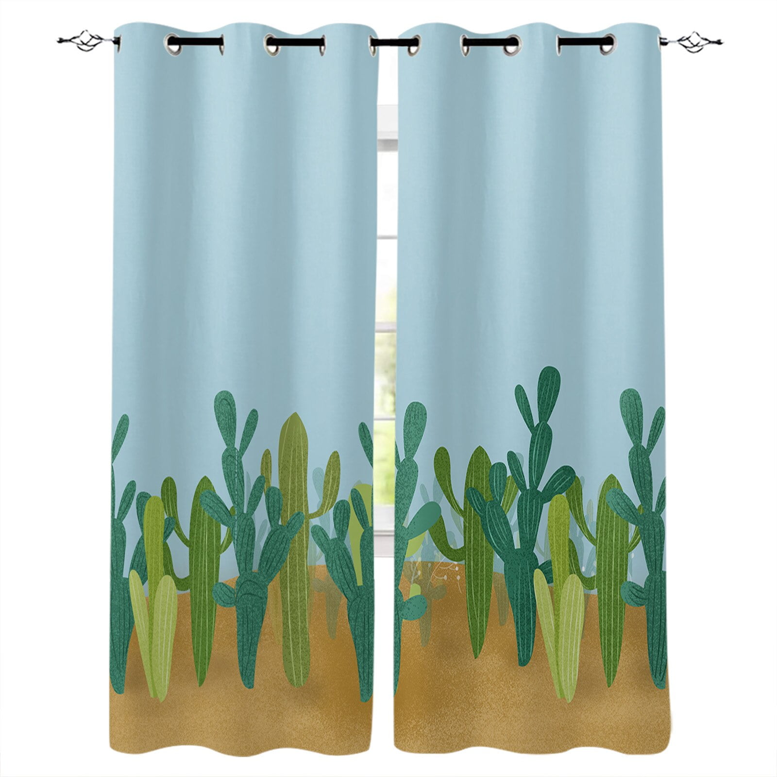 High EndNew Curtains Cactus Flower Watercolor Screens For Bedroom ...
