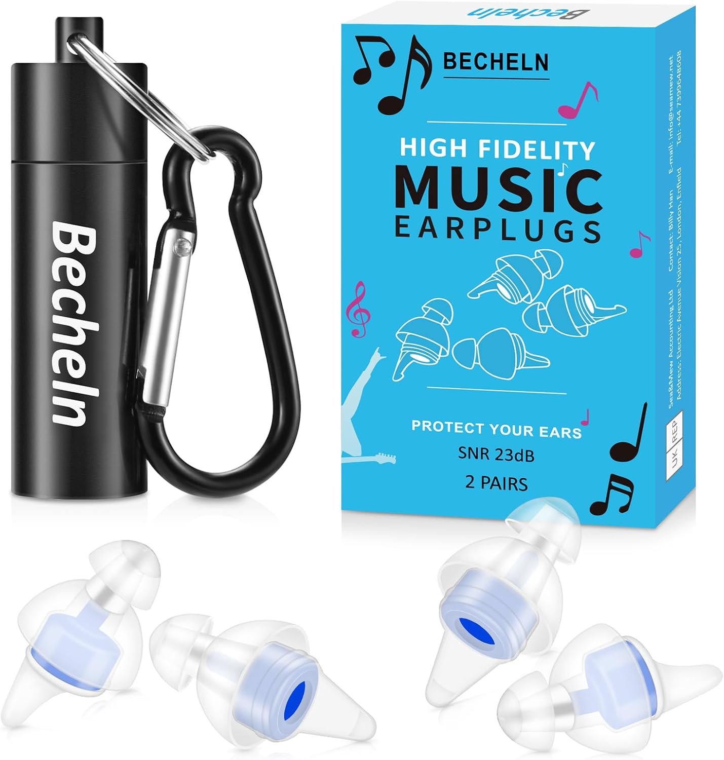 High Fidelity Concert Ear Plugs, 2 Pairs Noise Reduction Musician ...