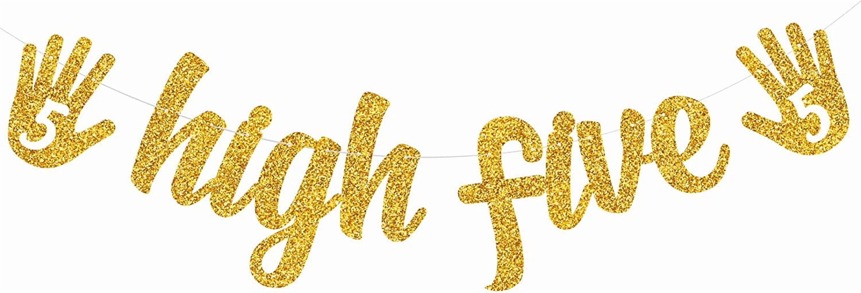 High Five Banner Baby Boys Girls Happy 5th Birthday Party Supplies Gold ...