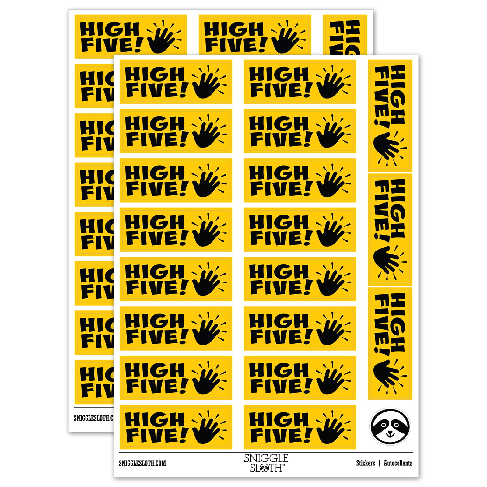 High Five Teacher Student School Sticker Set - Yellow - Matte Finish ...