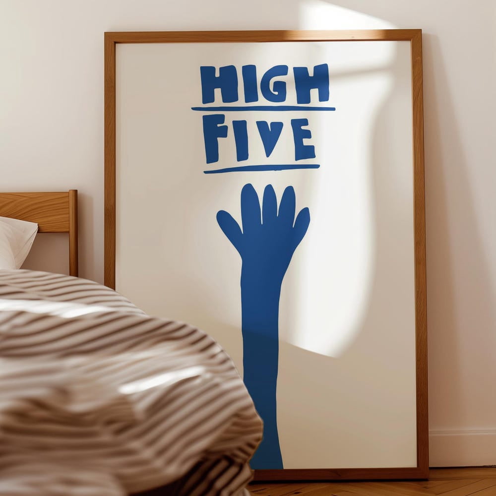 High Five Typography Art Print: Fun Modern Decor UNFRAMED PAPER POSTER ...