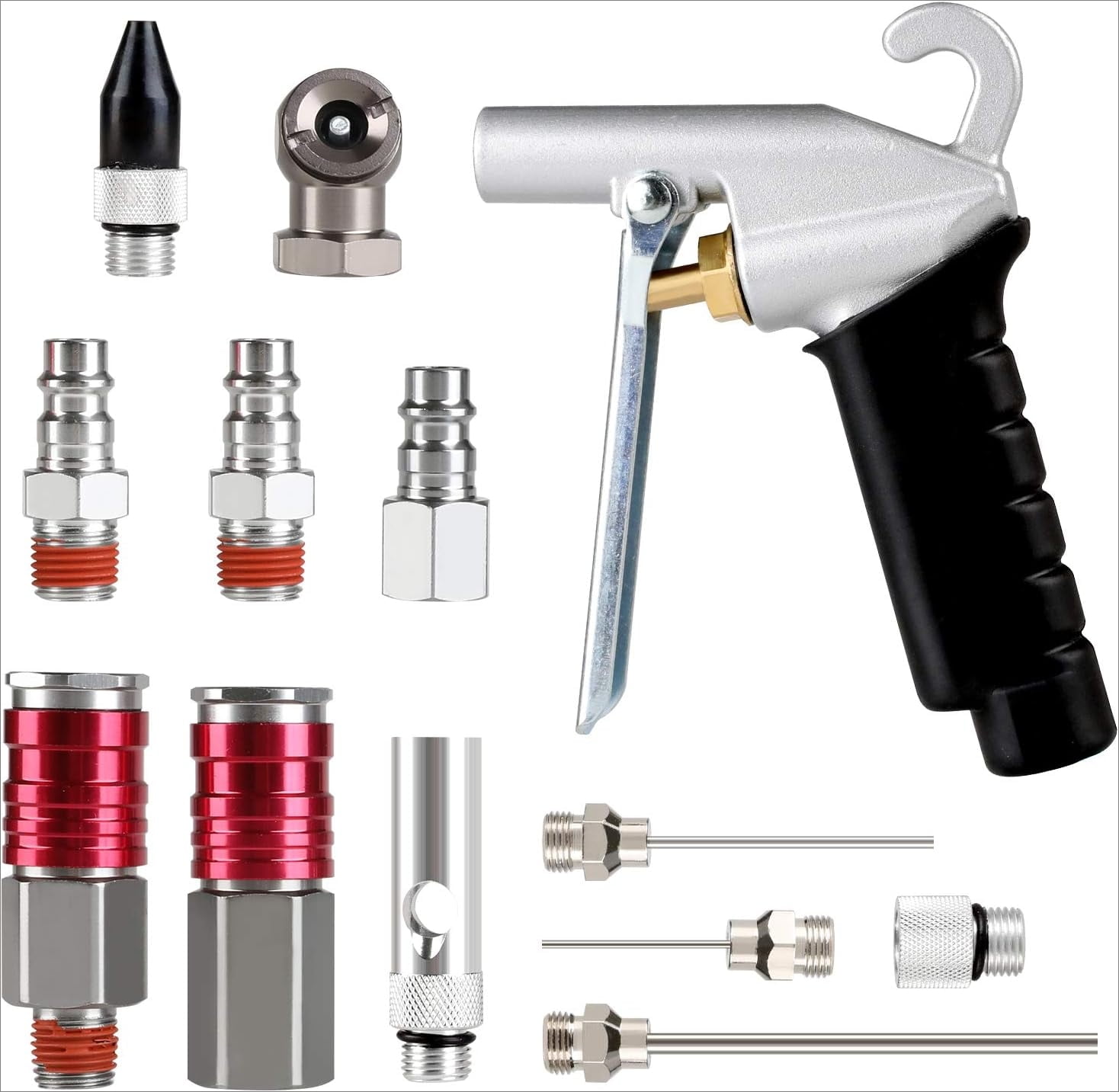 High Flow Air Blow Gun Kit with Nozzles Tips and Extensions, 13 Pieces ...
