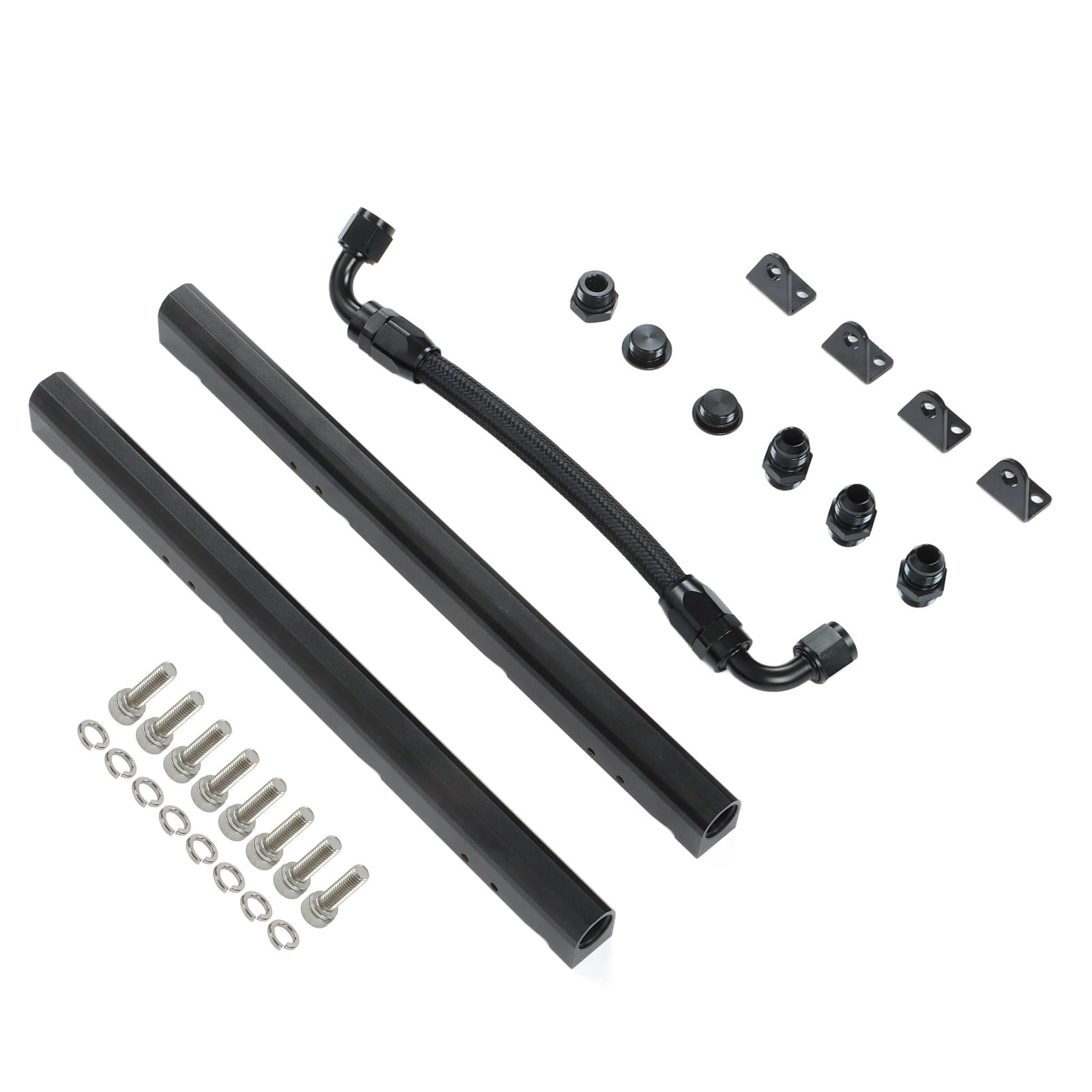 High Flow Fuel Rails Kit ‑8AN Port Billet Aluminium Black Stable ...