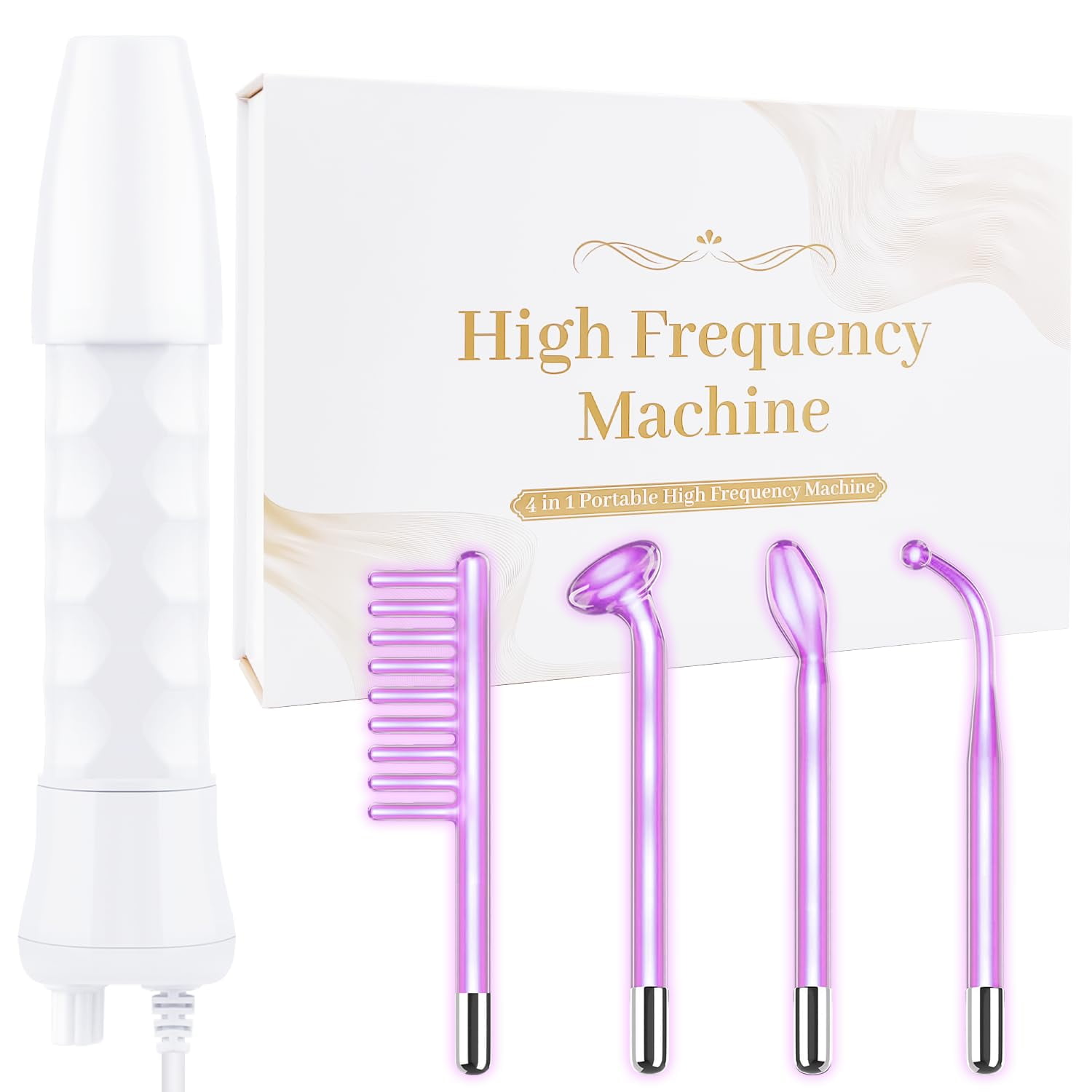 High Frequency Facial Wand - Uaike 4 in 1 Violet Portable Handheld High ...