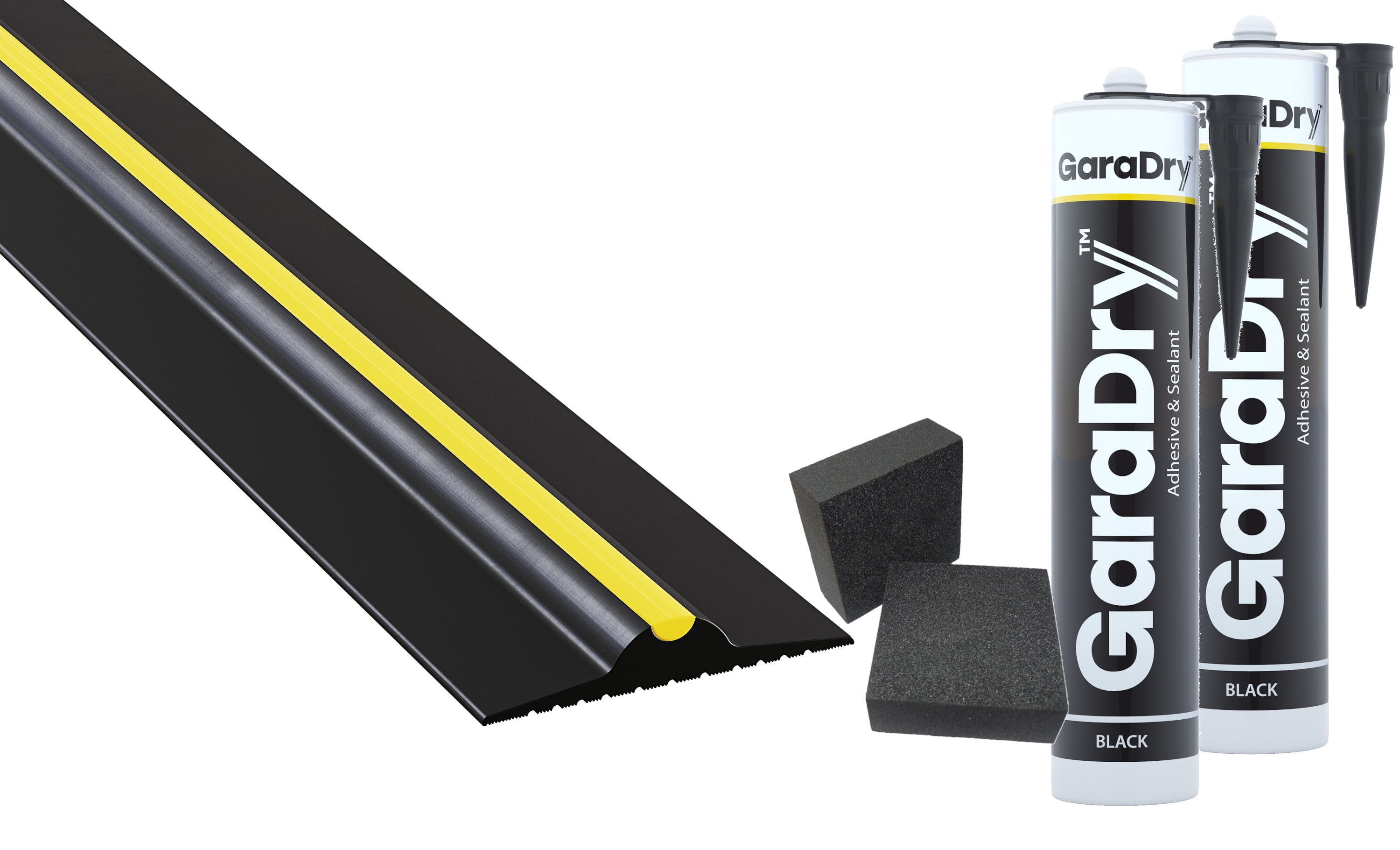 GaraDry Garage Door Bottom Sealer Strip Hardware Kit | ½” High, 18’3” Length | PVC | Includes 2 ...