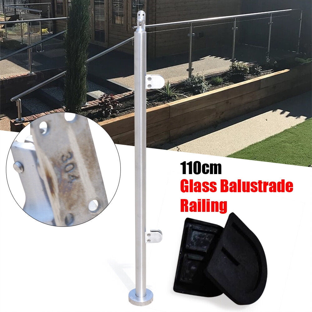 High Glass Balustrade Railing Post 110cm Glazing 316 Stainless Steel ...