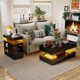 High-Gloss 2-Piece Living Room Table Set: Modern Coffee Table with ...