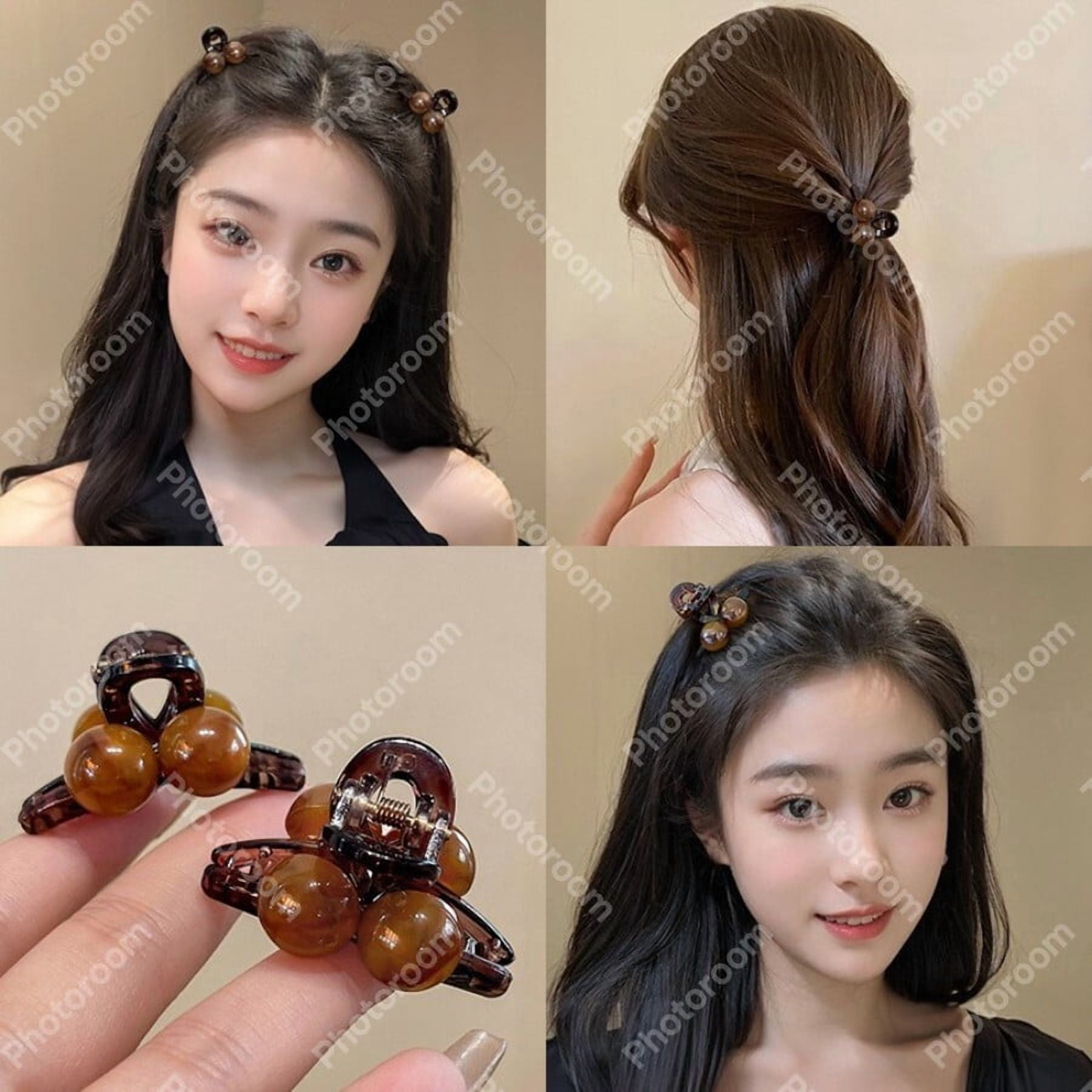 High Gloss Amber Pearl Small Hair Clip Cute Bangs Hair Accessories ...