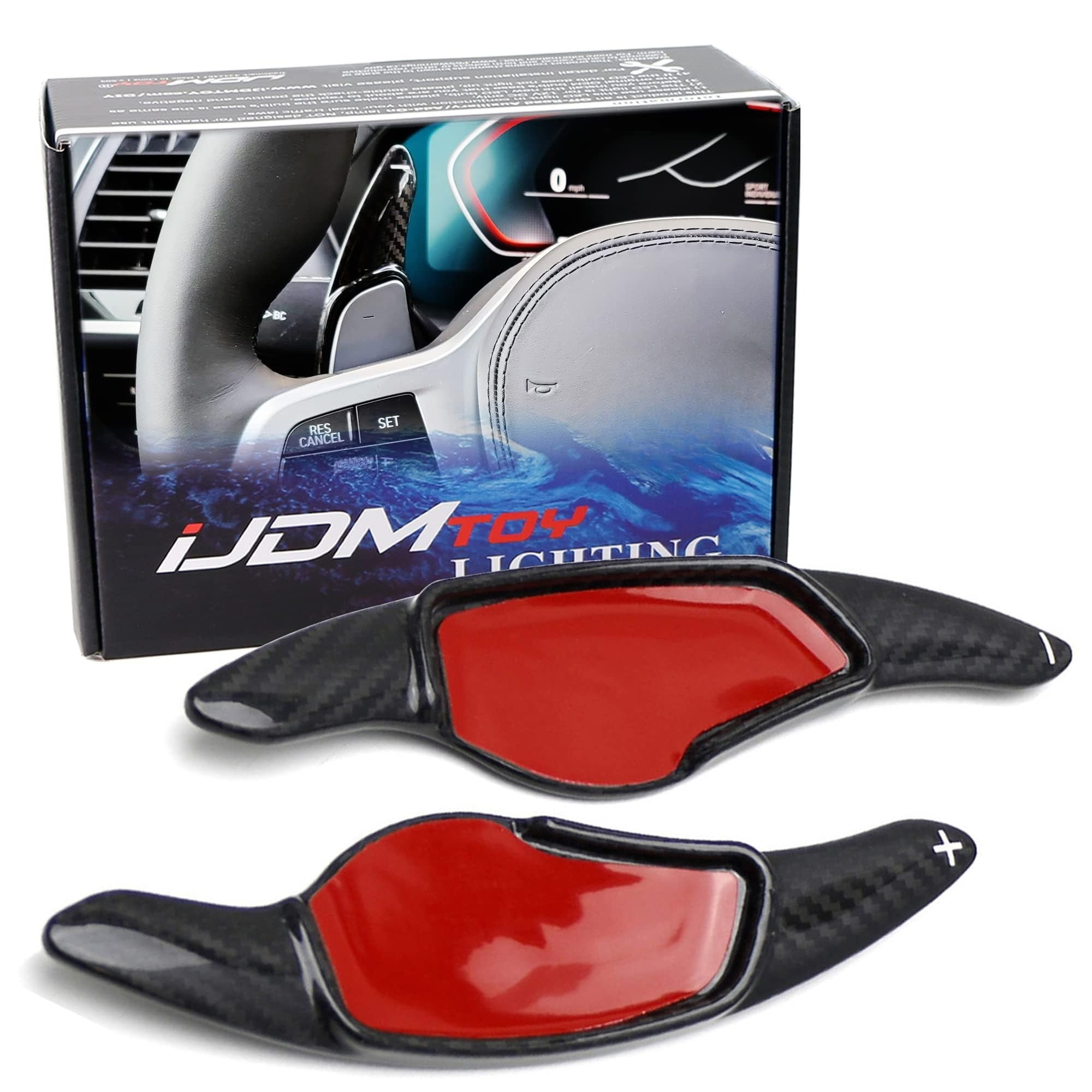 High Gloss Black Genuine Carbon Fiber Large Paddle Extensions For For ...