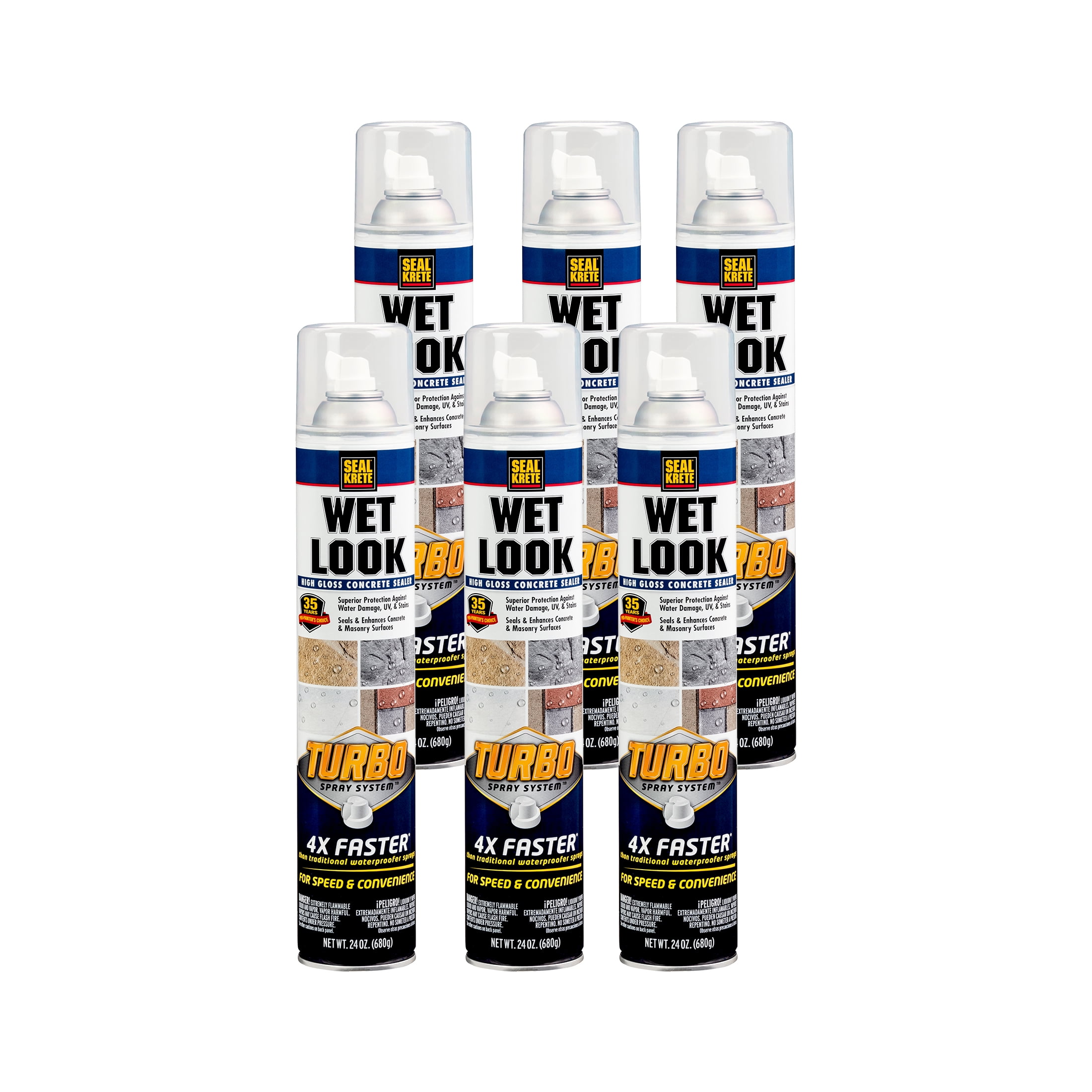 6 Pack, Clear, Seal-Krete Wet Look High Gloss Concrete Sealer Turbo ...