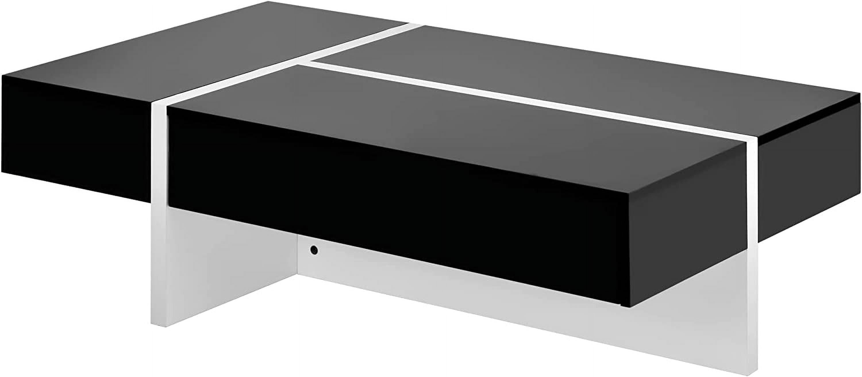 High Gloss Surface Coffee Table Center Room Table with Storage, 45 in ...