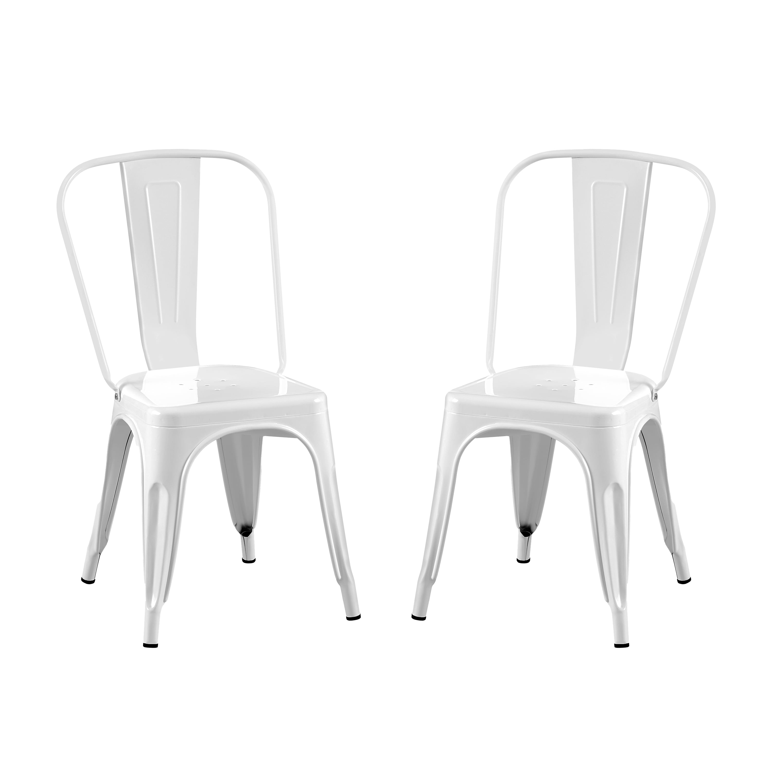AC Pacific Modern High Gloss White Metal Dining Chairs 18 Inch Seat ...
