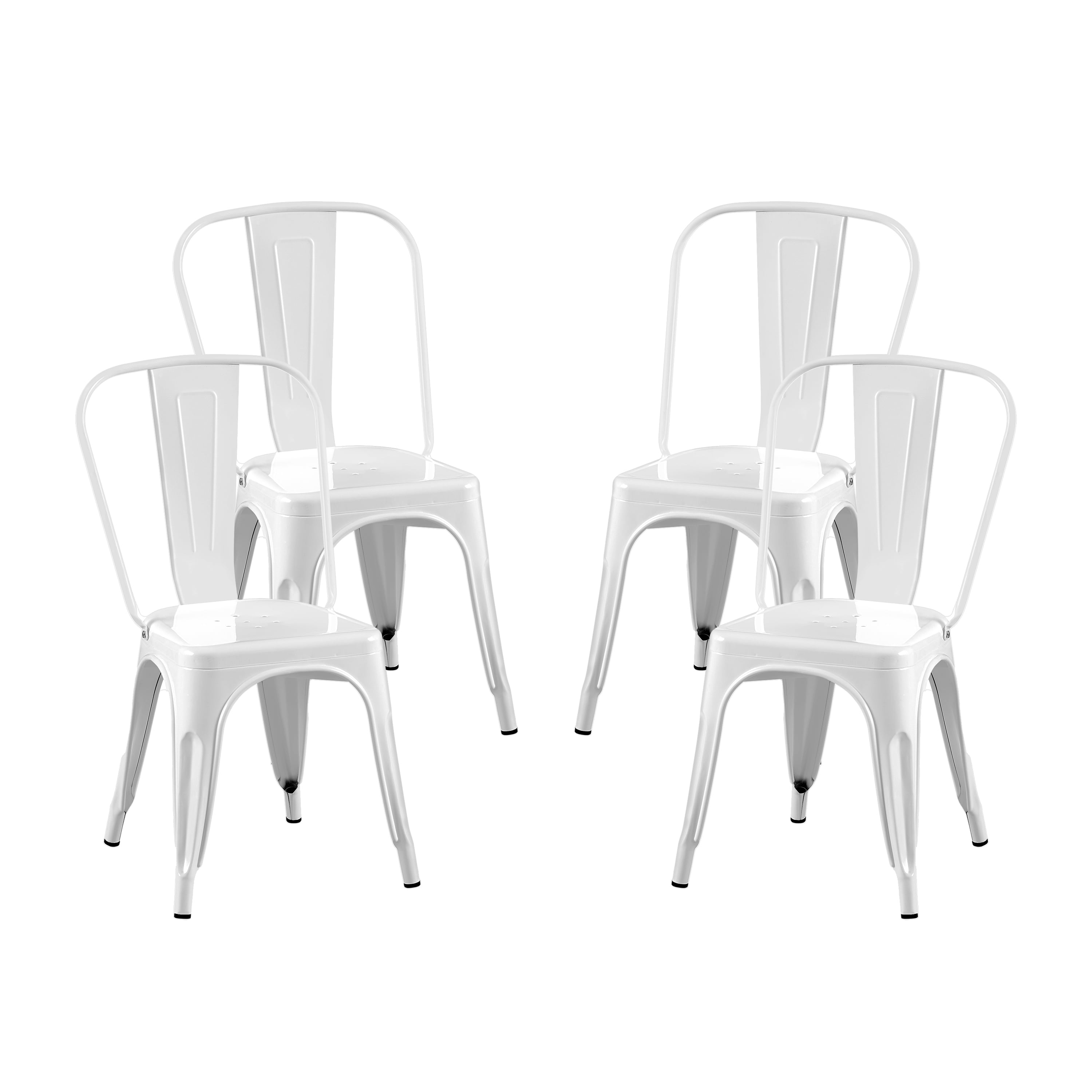 AC Pacific Modern High Gloss White Metal Dining Chairs 18 Inch Seat ...