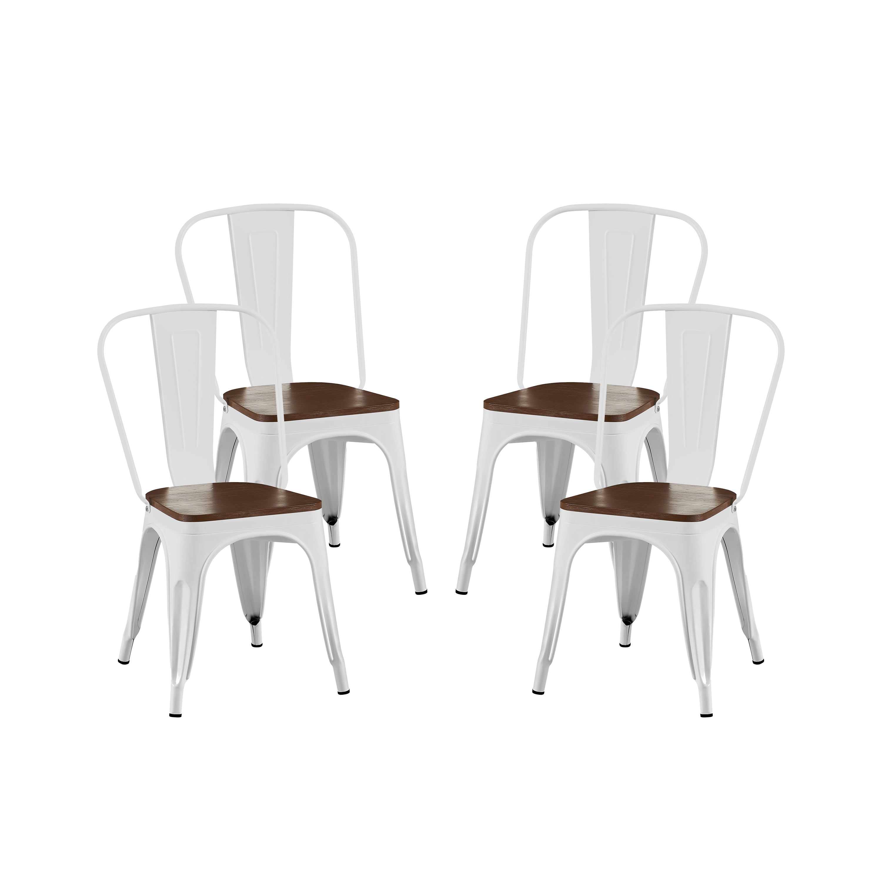 Free Shipping! AC Pacific Set of 4 High Gloss White Walnut Seat Metal ...