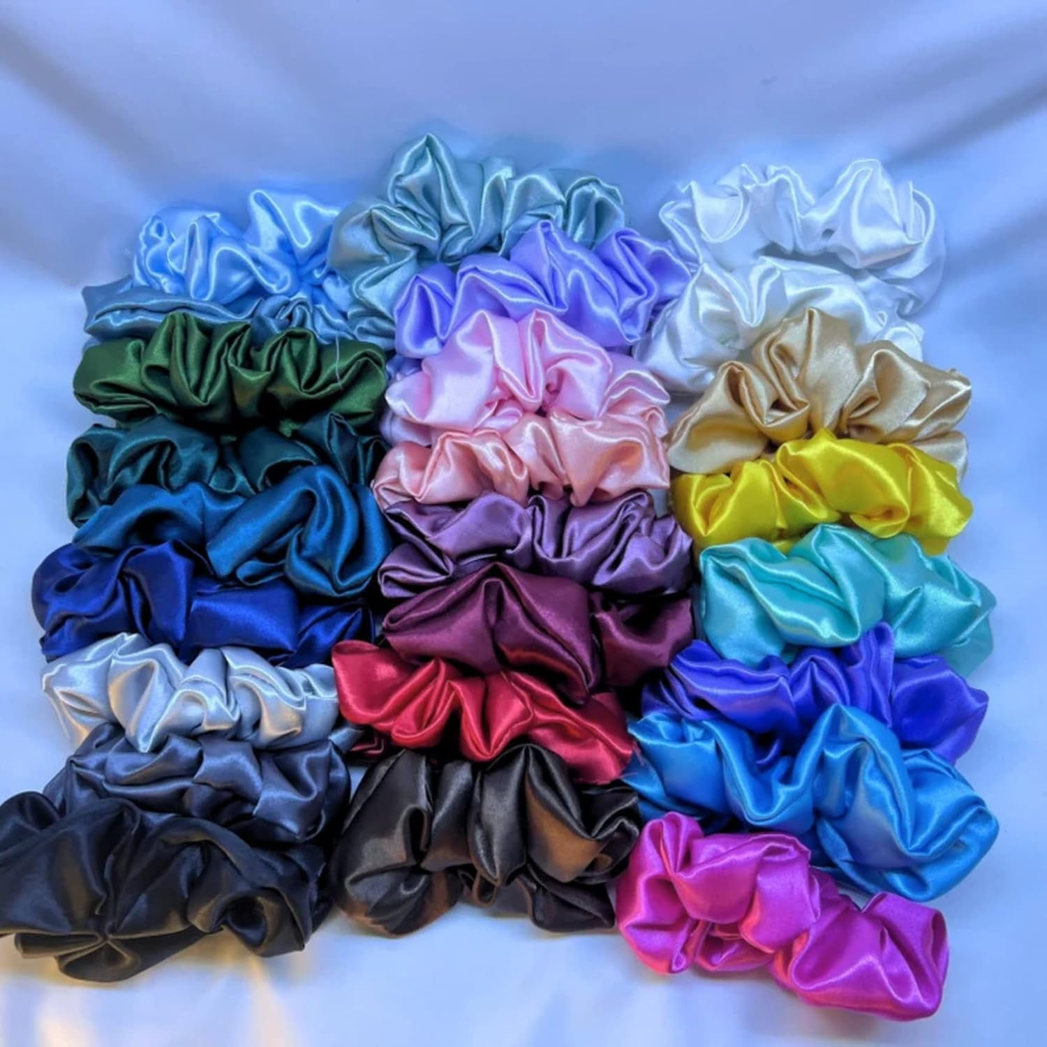 High Glossy Satin Silk Scrunchies Smooth Texture No Hair Knotting ...
