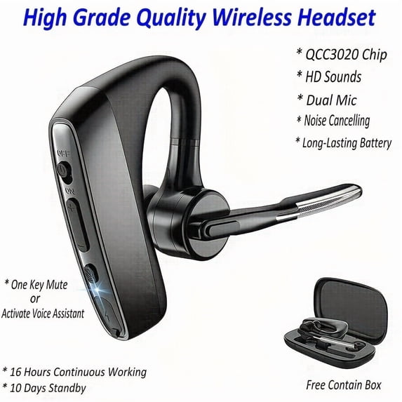 High Grade Business Wireless Headset Earphone Dual Mic Active Noise ...