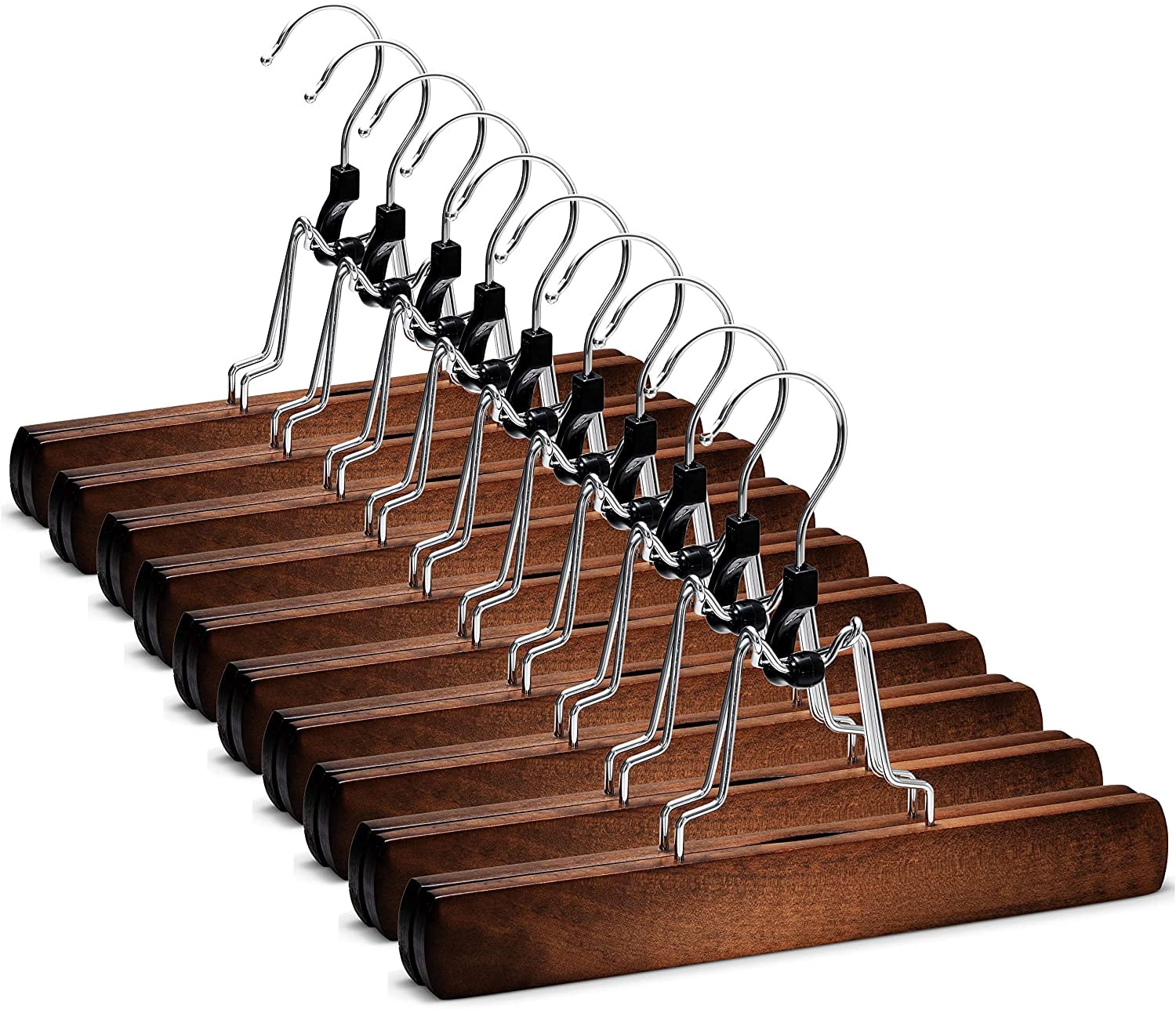 High-Grade Wooden Pants Hangers with Clips 20 Pack Non Slip Skirt ...
