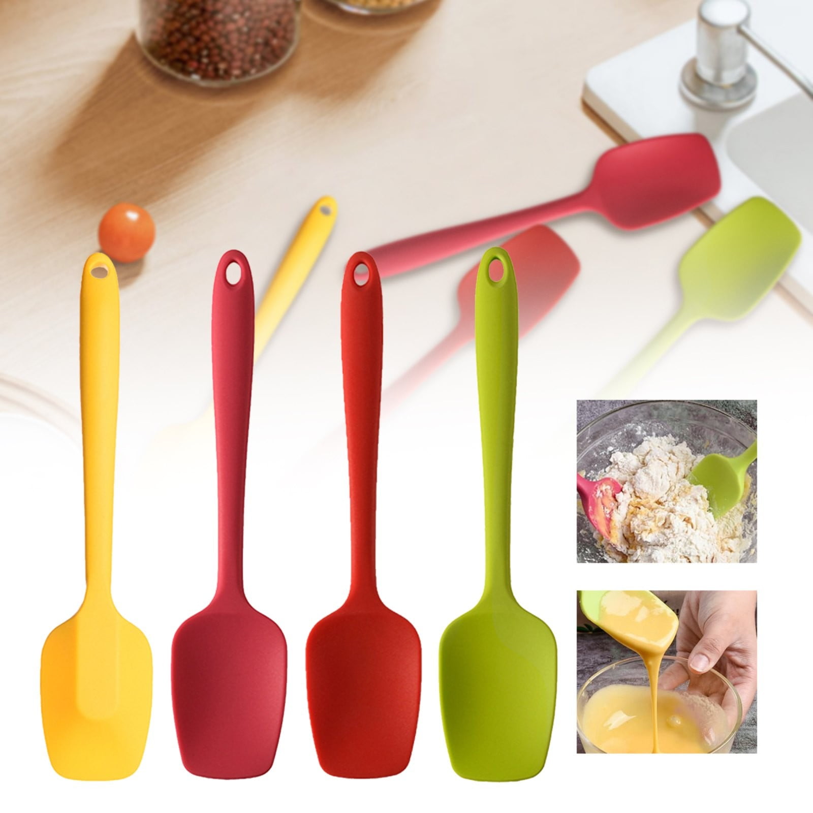 High Heat Silicone Spatula Set 600°F, Food Grade Flexible Spoon Spatula ...