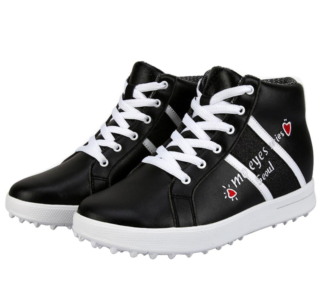 High Heel Golf Shoes for Women and Girls, Waterproof Spikeless Glitter ...
