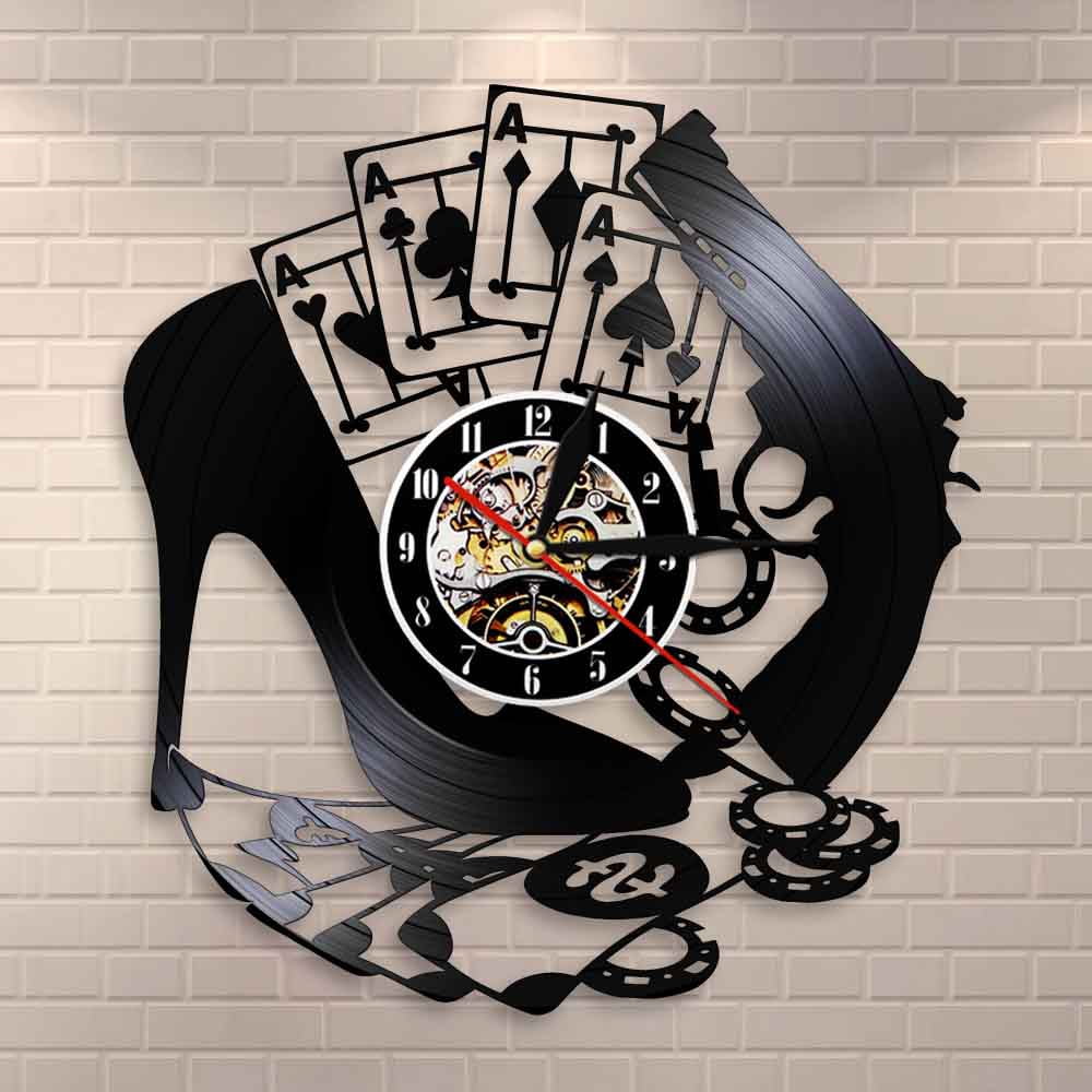 High Heel Gun Poker Gambling Winning Wall Clock Las Vegas Vinyl Record ...