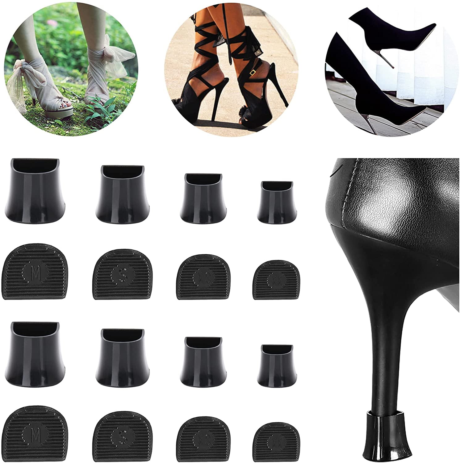 High Heel Protectors- Heel Stoppers Heel Repair Caps Covers for Walking on Grass and Uneven Road ...