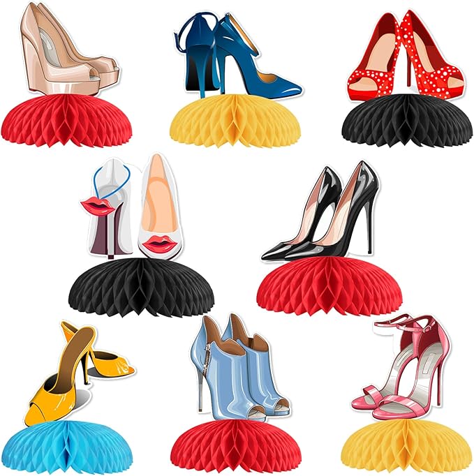 High Heels Party Decorations 8Pcs High Heel Honeycomb Centerpieces ...
