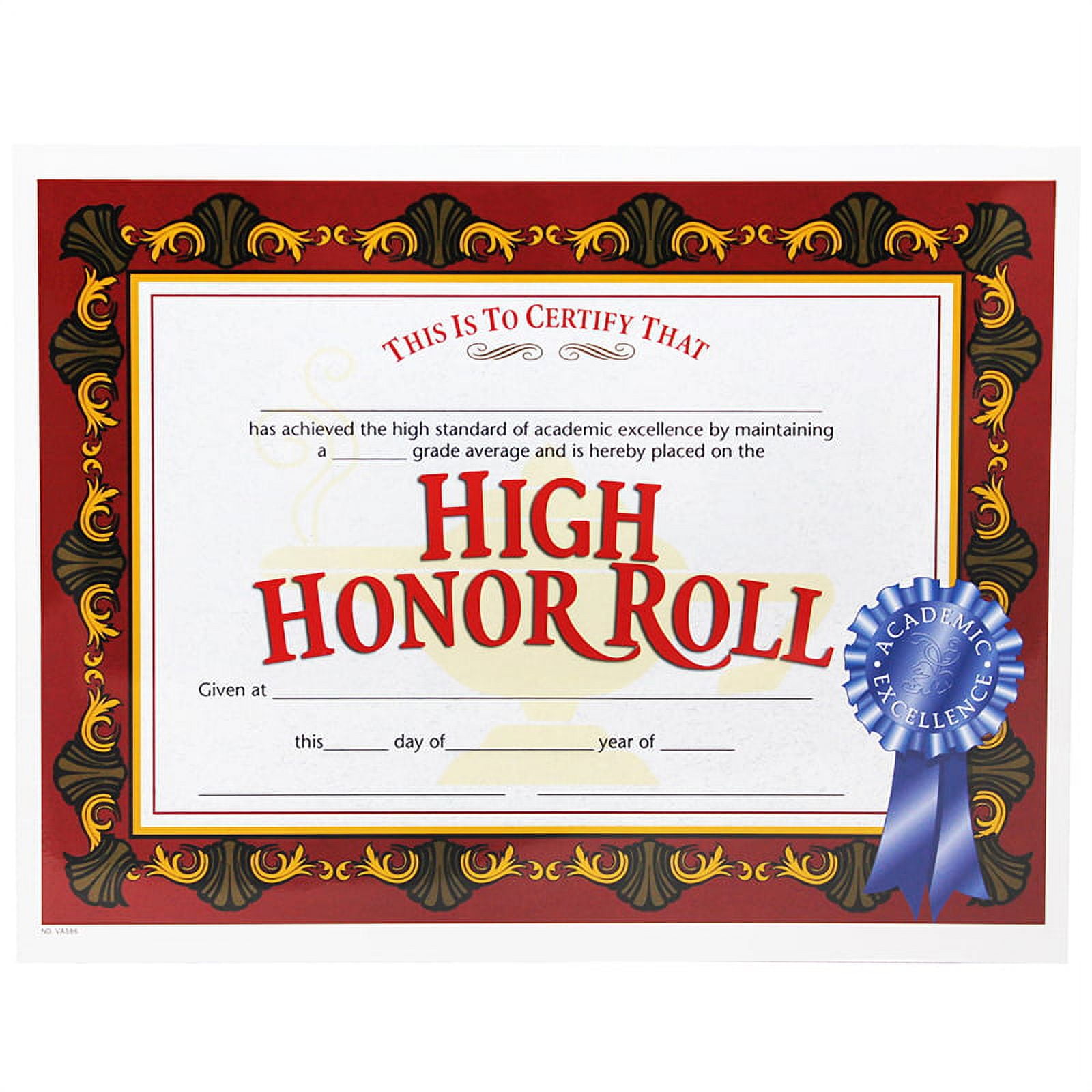 High Honor Roll Certificate, 8.5" x 11", Pack of 30 | Bundle of 10 ...
