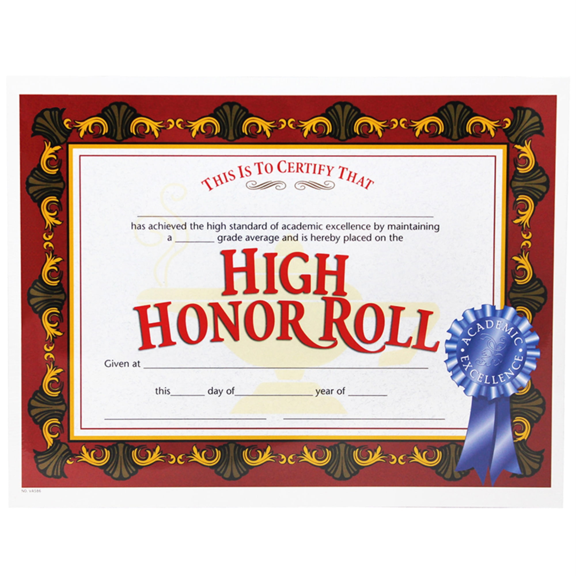 High Honor Roll Certificate, 8.5" x 11", Pack of 30 | Bundle of 5 ...