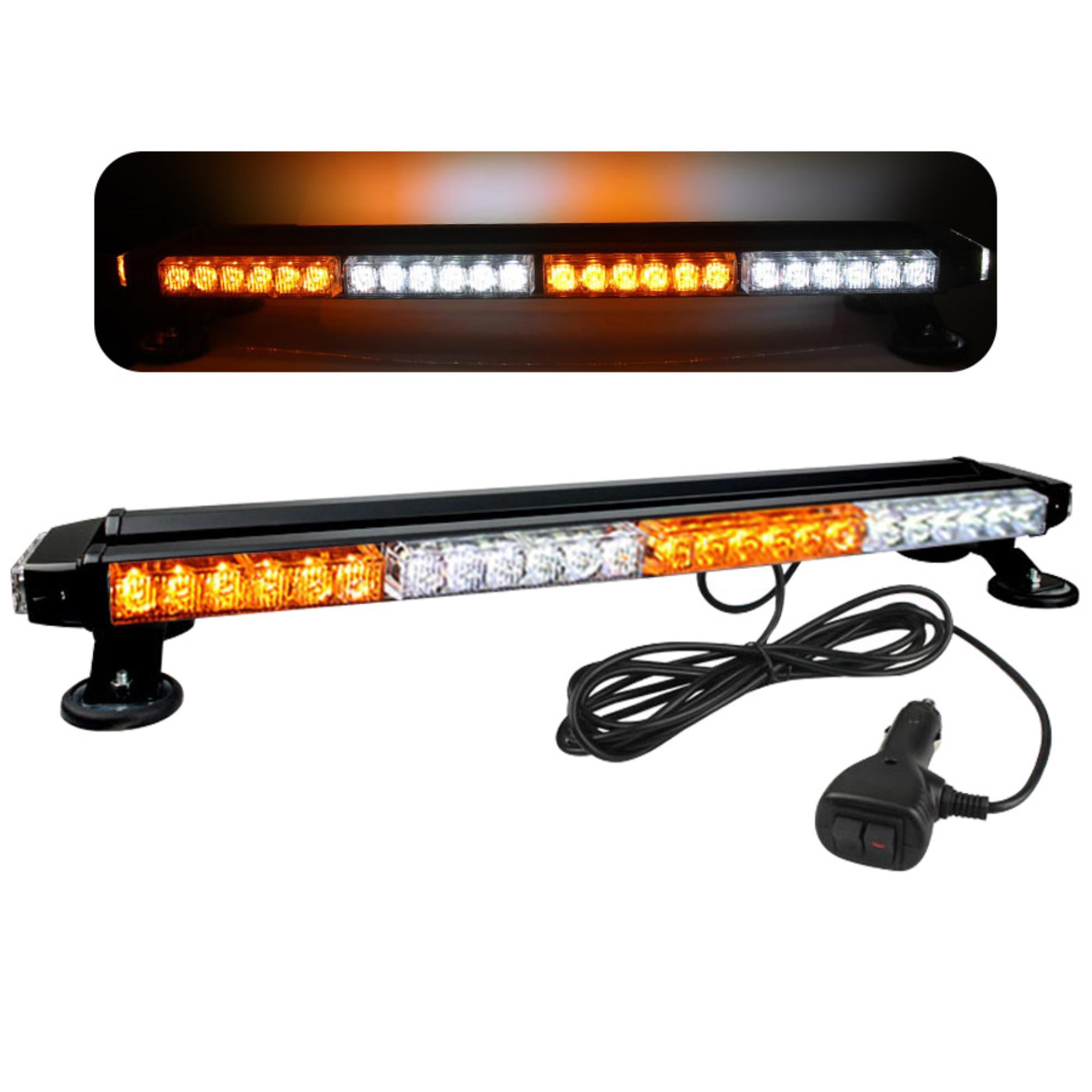High Intensity Amber/White LED Strobe Light Bar - Magnetic Base ...