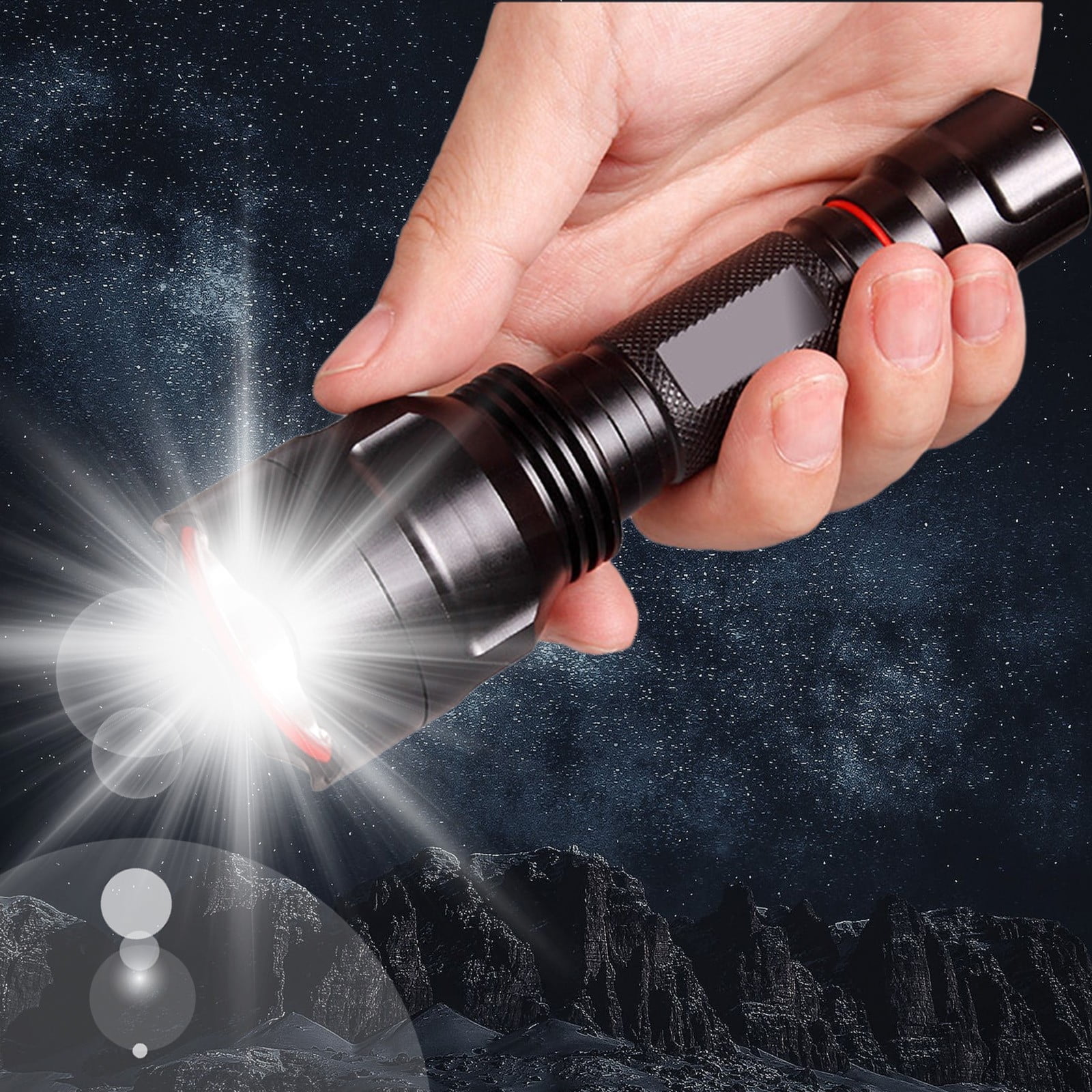 High-Intensity LED Flashlight, Portable Rechargeable Light, 1000 lumens ...