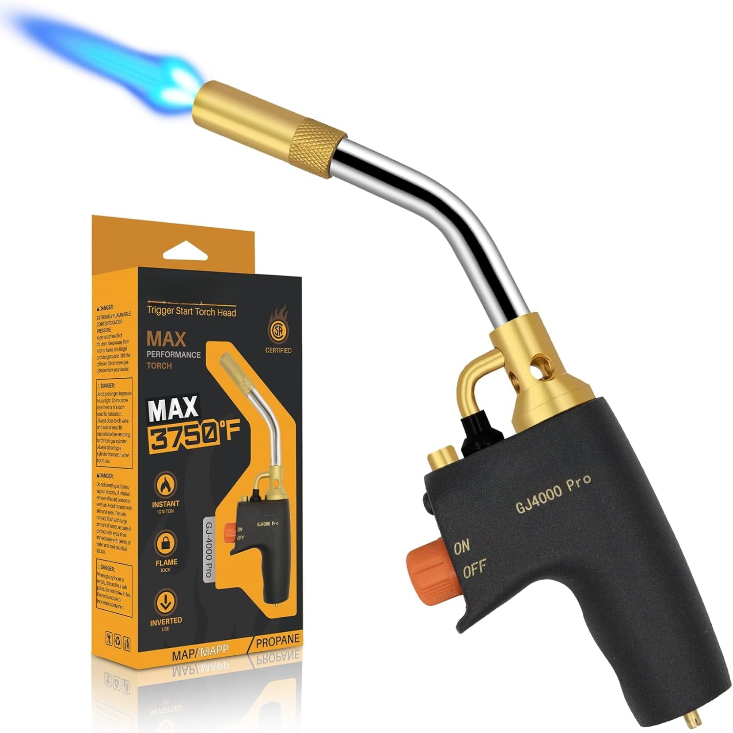 High Intensity Propane Torch Head Adjustable, GJ-8000pro Trigger Start Map/Mapp Gas Torch Kit ...