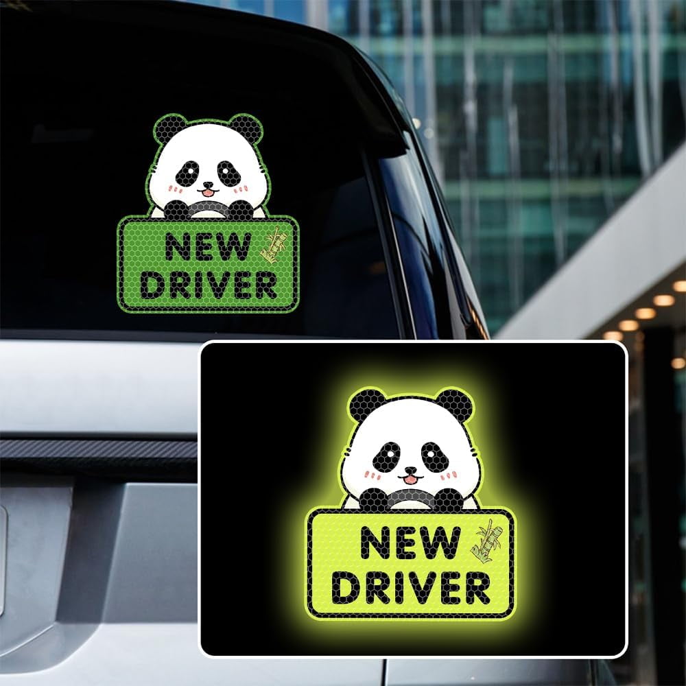 High Intensity Reflective Cute Panda New Driver Car Sticker Waterproof ...